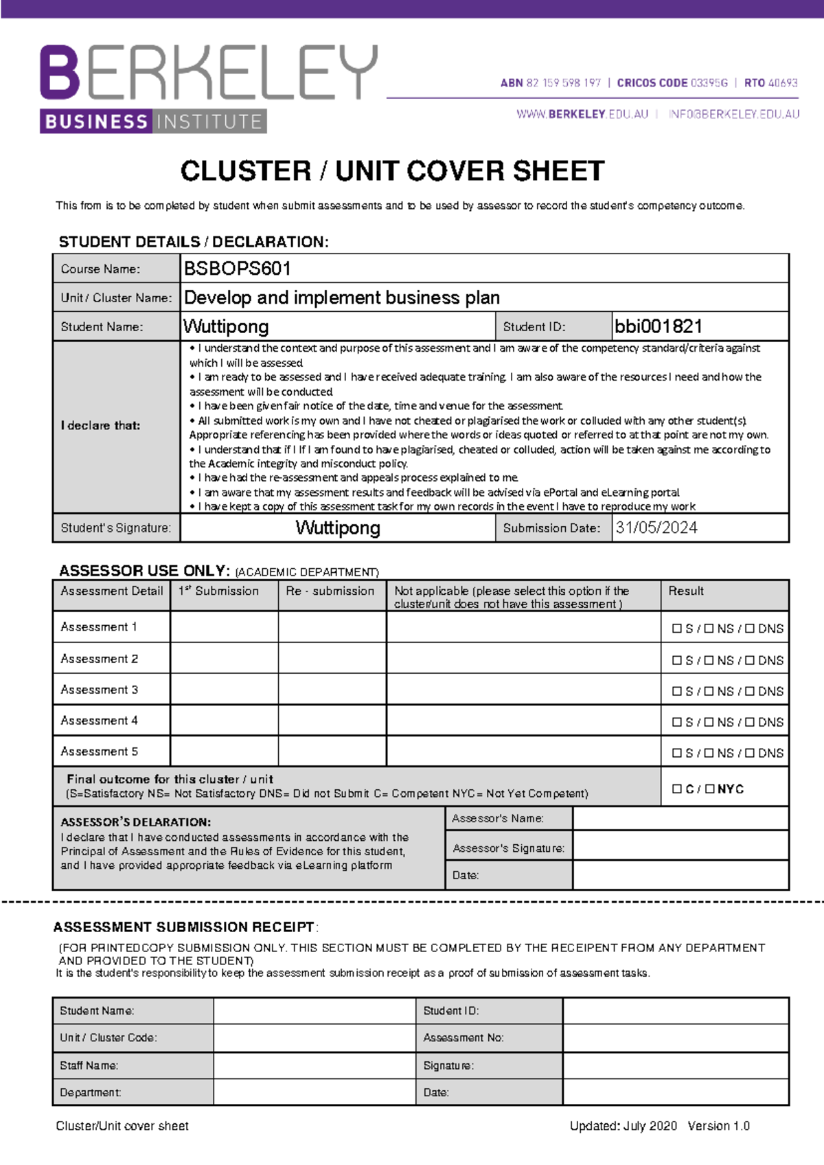 Wuttipong BBI001821 Bsbops 601 Unit Cover sheet BBI (29) - Cluster/Unit ...