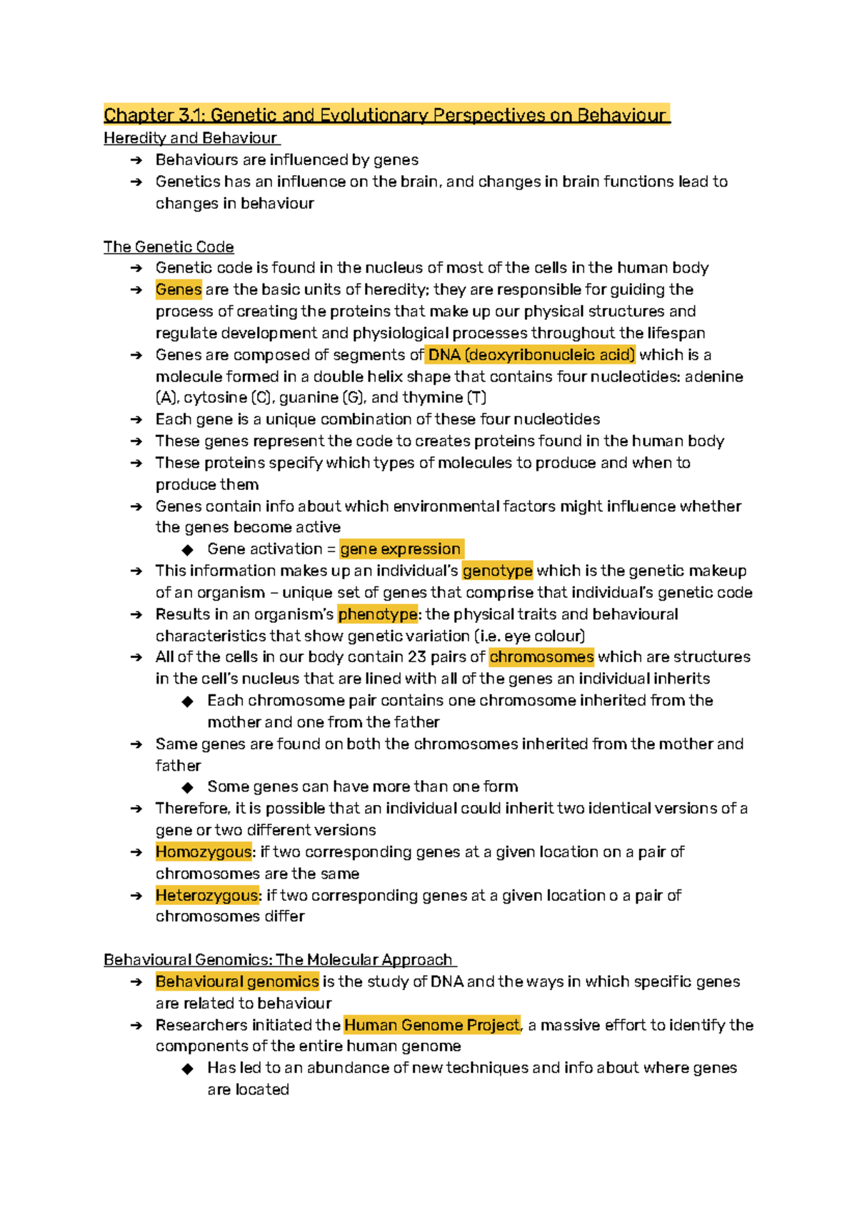 Psych Ch 3 - n/a - Chapter 3: Genetic and Evolutionary Perspectives on ...