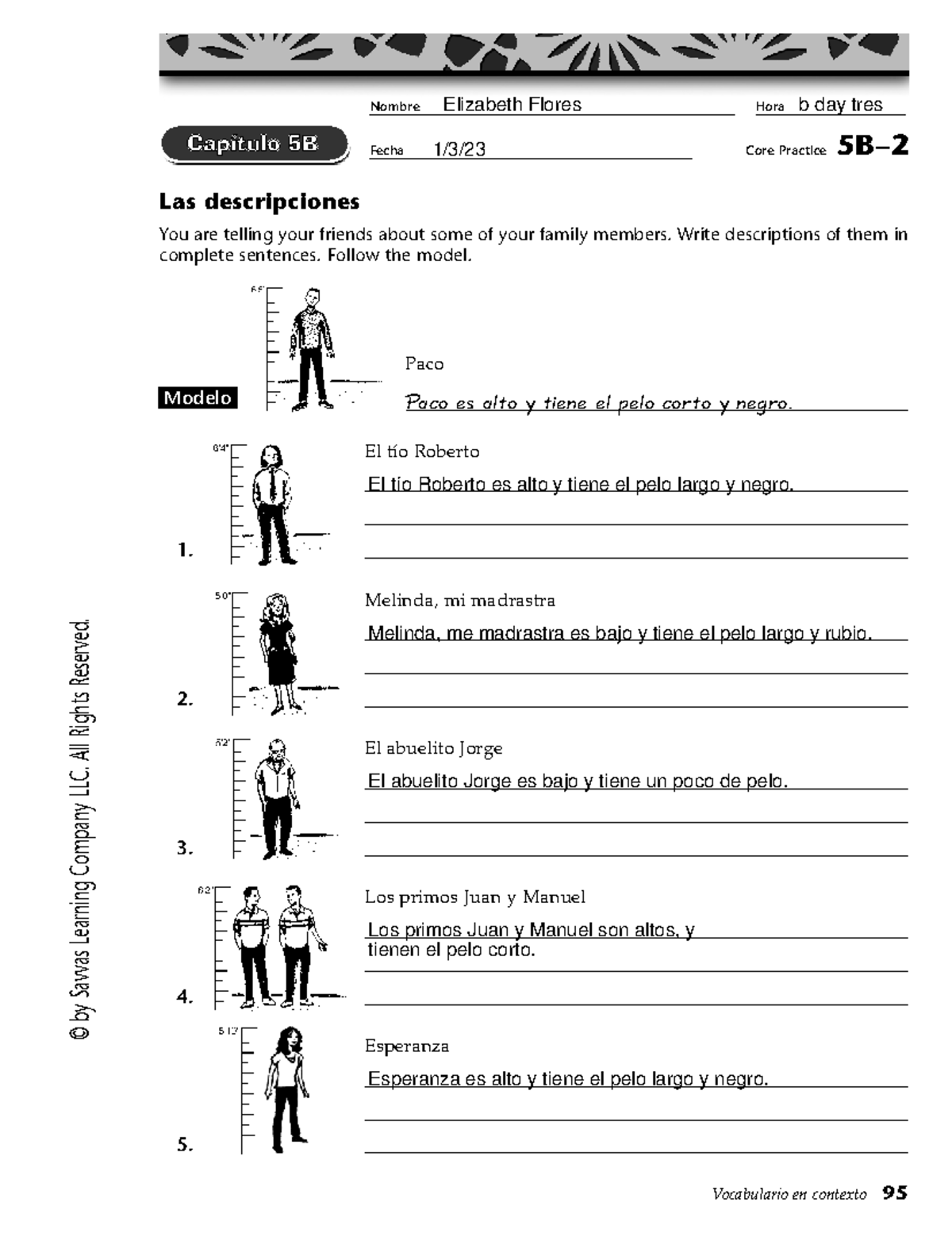 Elizabeth Flores - Core Practice 5B-2 - Pg. 95 - © by Savvas Learning ...