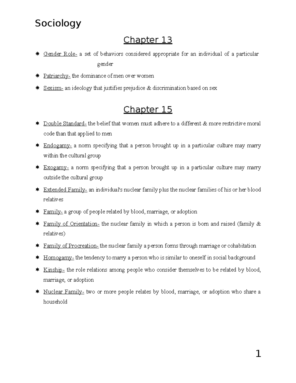 Sociology Review Chps. 13 & 15 Chronical Order - Sociology Chapter 13 ...