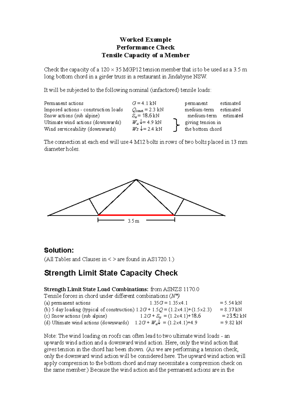 Tension Design - problem CE1 - Worked Example Performance Check Tensile ...