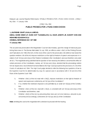 Sample case review-Mark Koding v PP - Mark Koding v. P [1982] Facts In ...