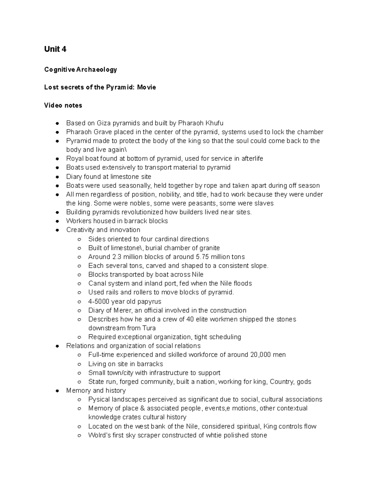 Archaeology: Invitiation to Archaeology, Final Exam Notes - Unit 4 ...