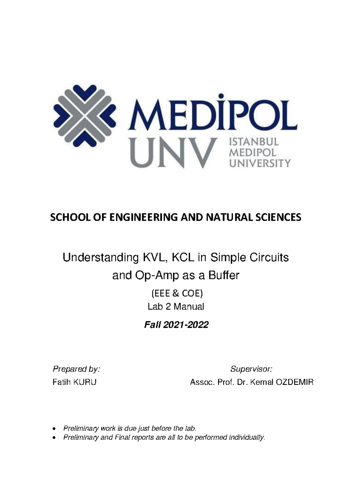 Lab Manual 2 - Lab - SCHOOL OF ENGINEERING AND NATURAL SCIENCES ...