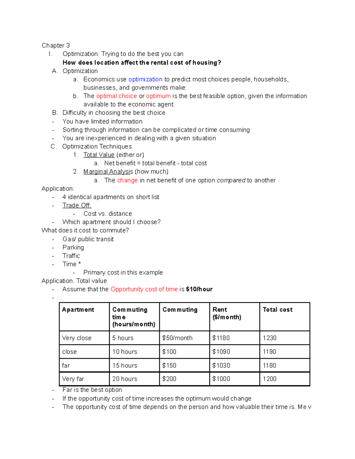 Econ Notes Chapter 3 - Chapter 3 I. Optimization: Trying to do the best ...