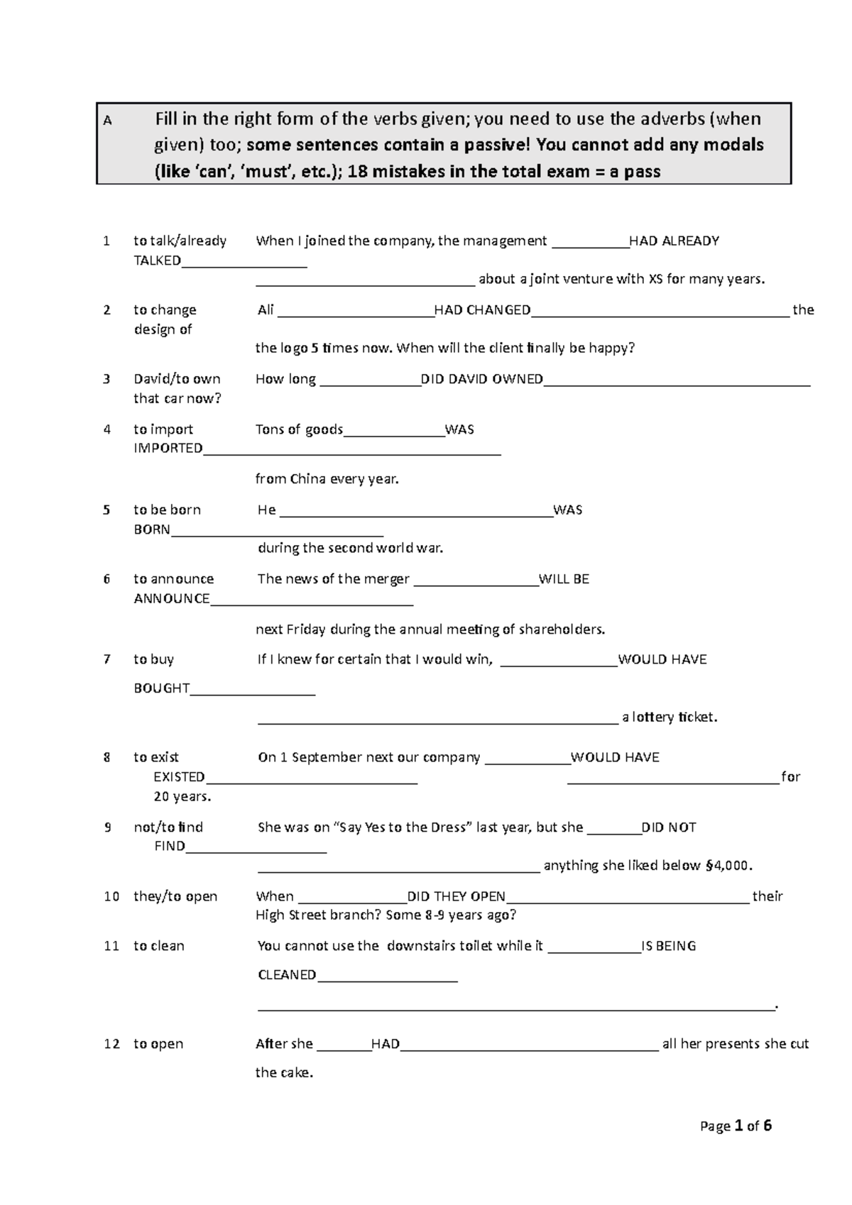 AEN1 T5 19 20 13257 Studie A Fill In The Right Form Of The Verbs