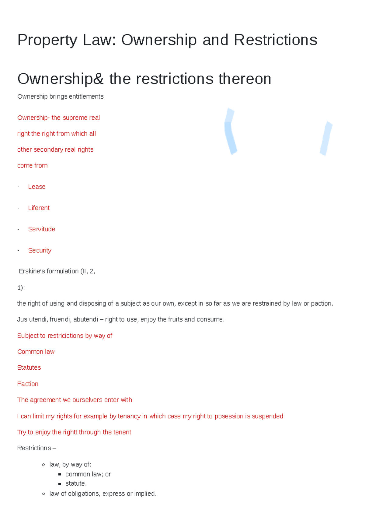 Ownership and Limitations on Ownership (including land access ...