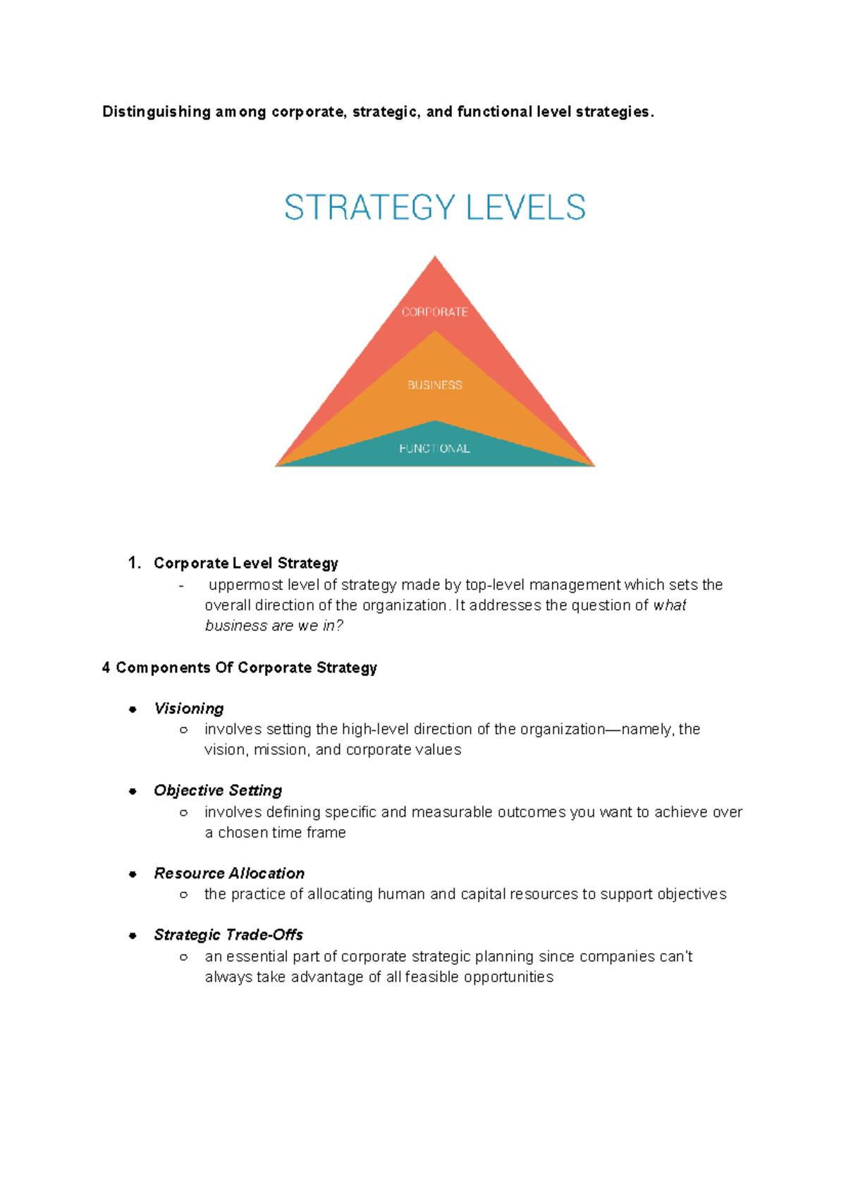 Strategic levels - Distinguishing among corporate, strategic, and ...