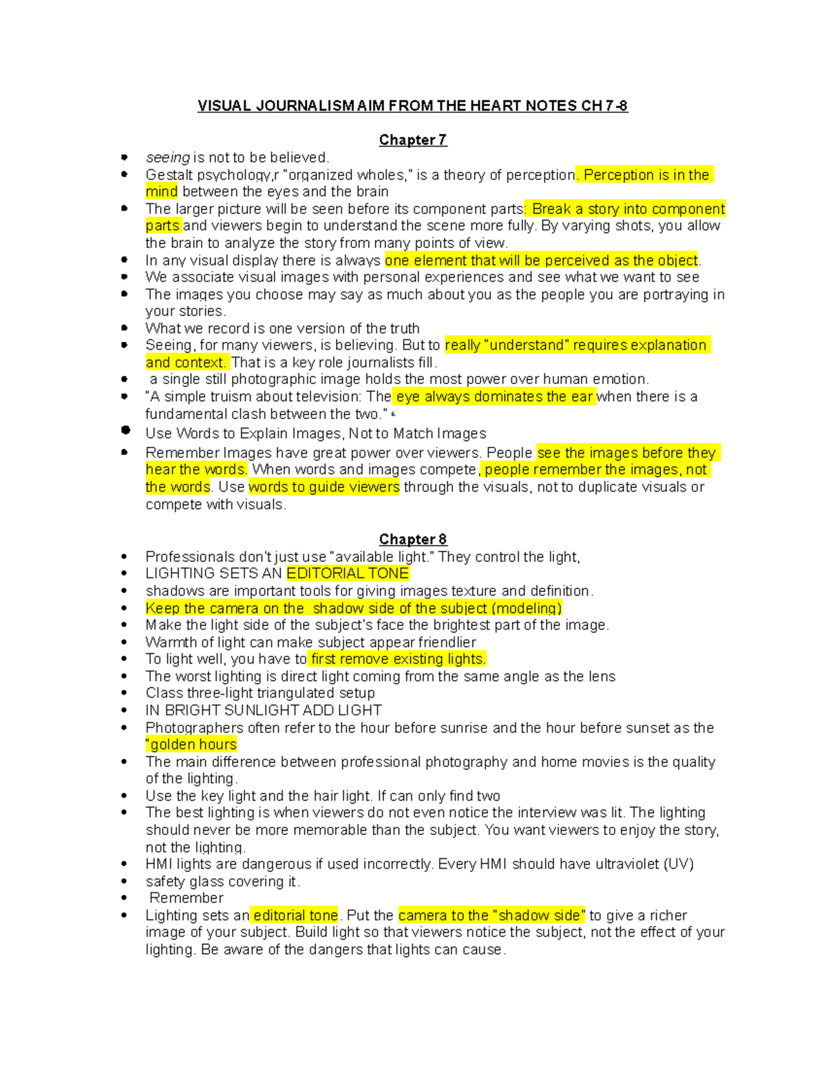 Visual Journalism AIM FROM THE Heart Notes CH 7 - VISUAL JOURNALISM AIM ...