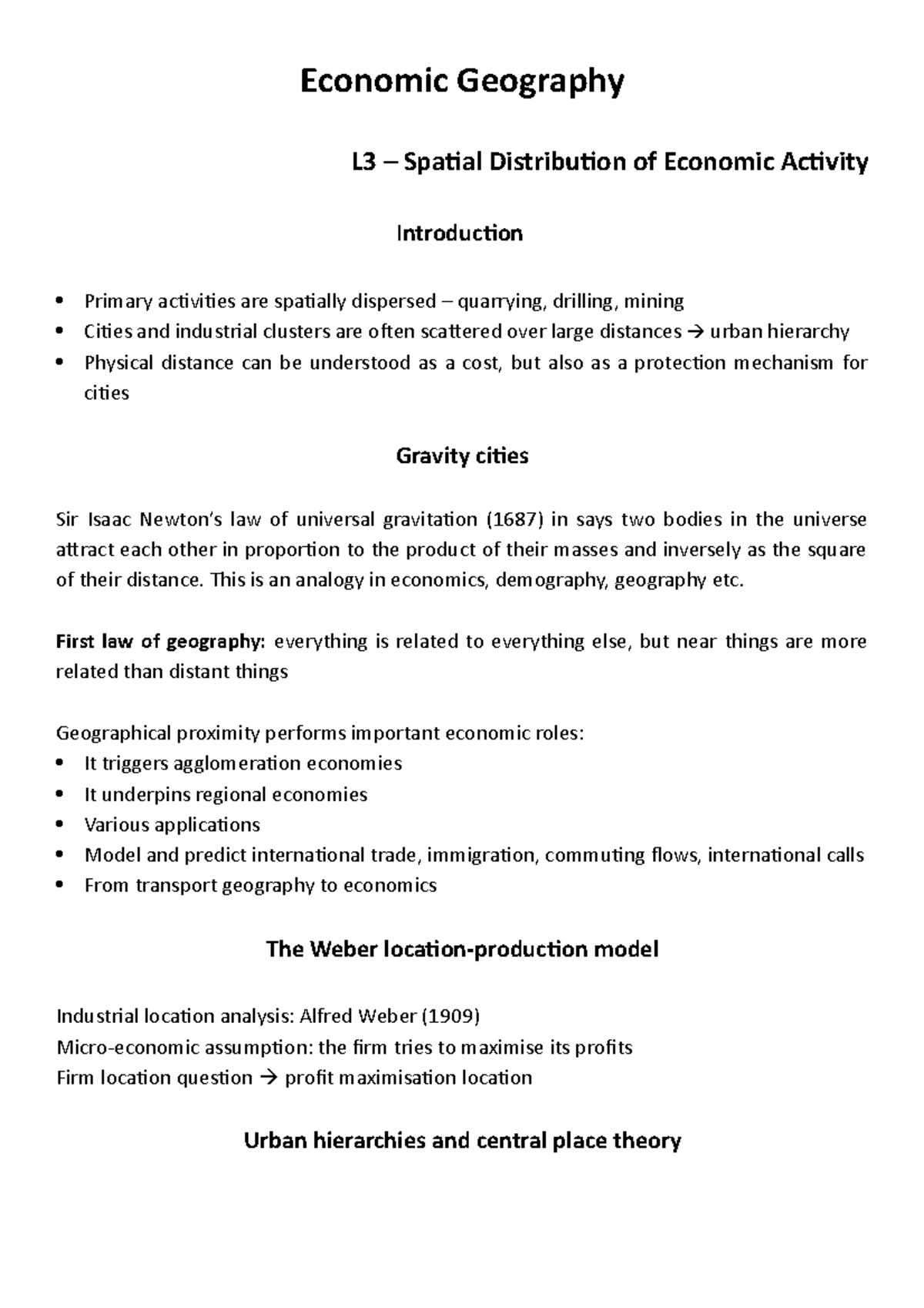 N3 - Spatial distrib of economies - Economic Geography L3 – Spatial ...