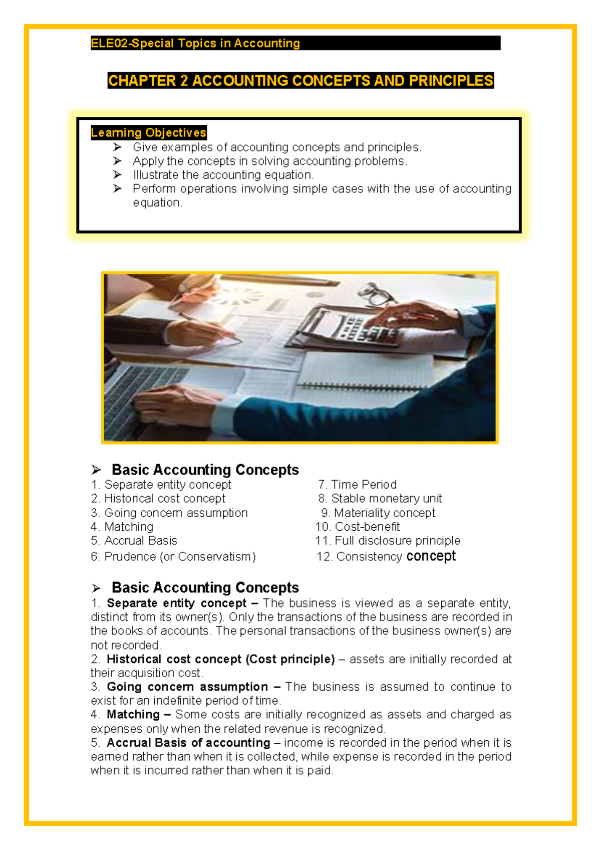 Chapter 2 Accounting Concepts AND Principles - CHAPTER 2 ACCOUNTING ...