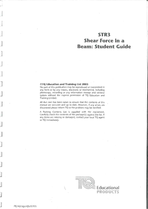 STR1a Digital Force Datasheet - TecQuipment Ltd, Bonsall Street, long ...