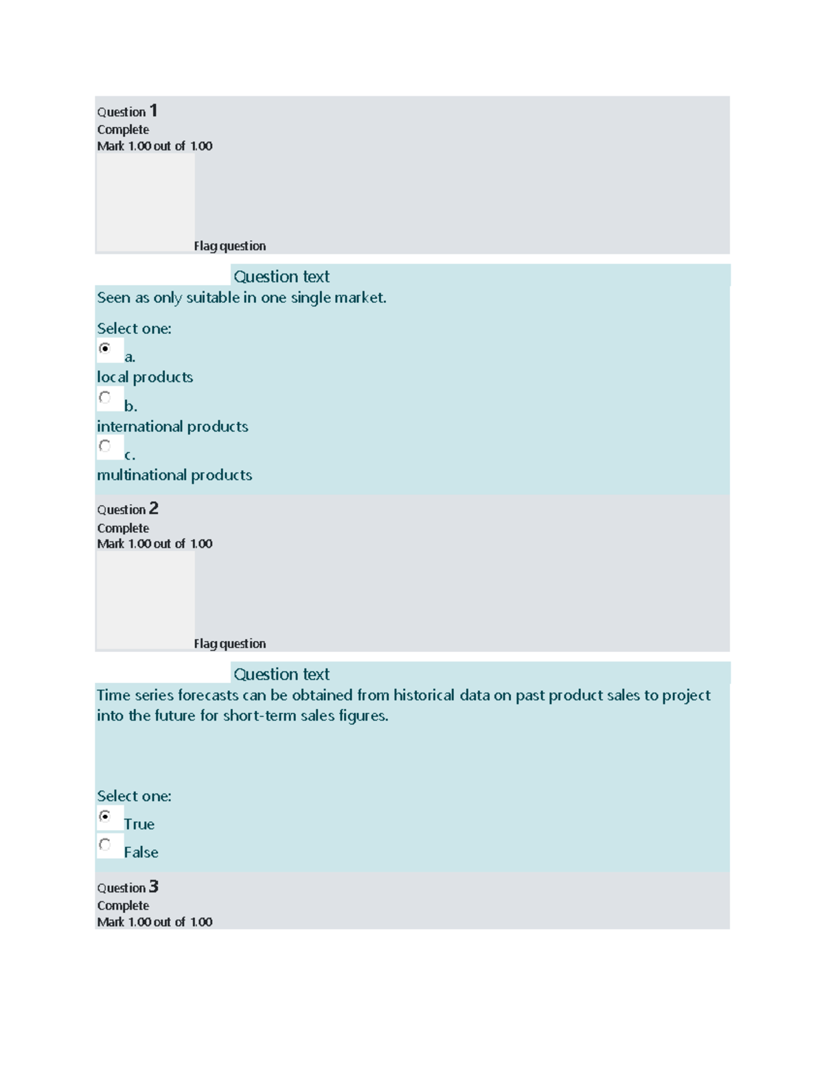 Product Management Final Exam - Question 1 Complete Mark 1 out of 1 ...