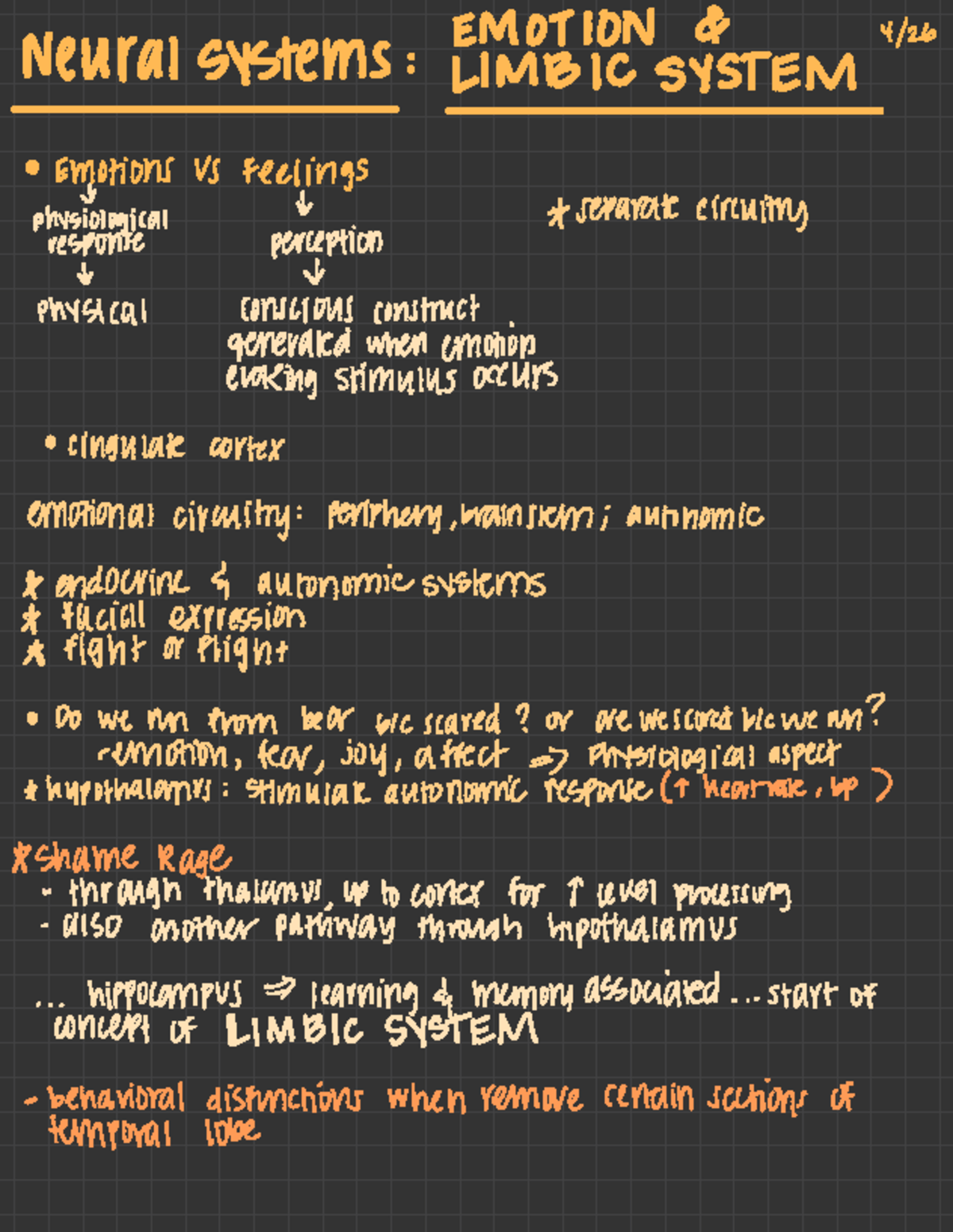 Neurobiology Class Notes Emotion And The Lambic System - F- MOTION ...