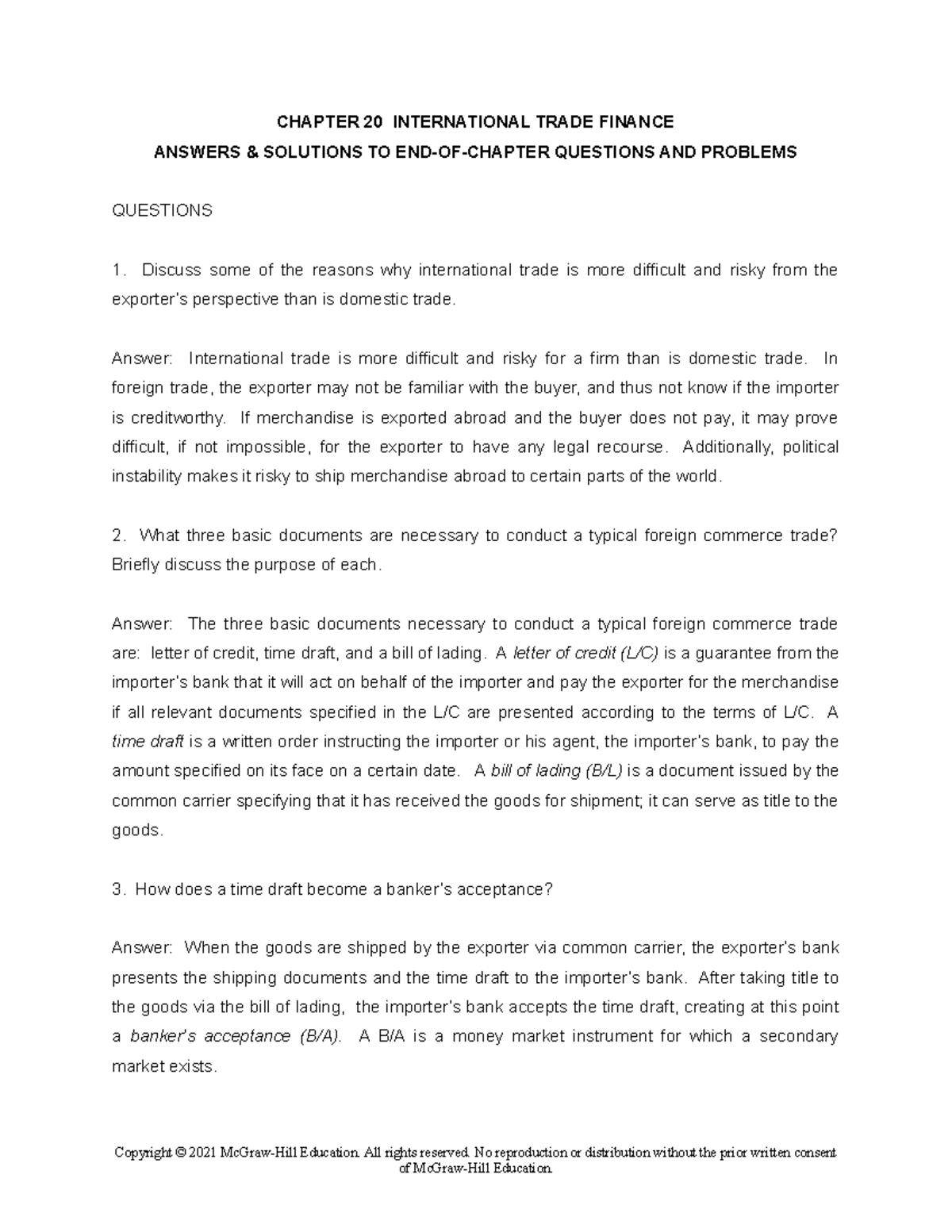 Eun International Financial Management 9e SM CH20 - CHAPTER 20 ...