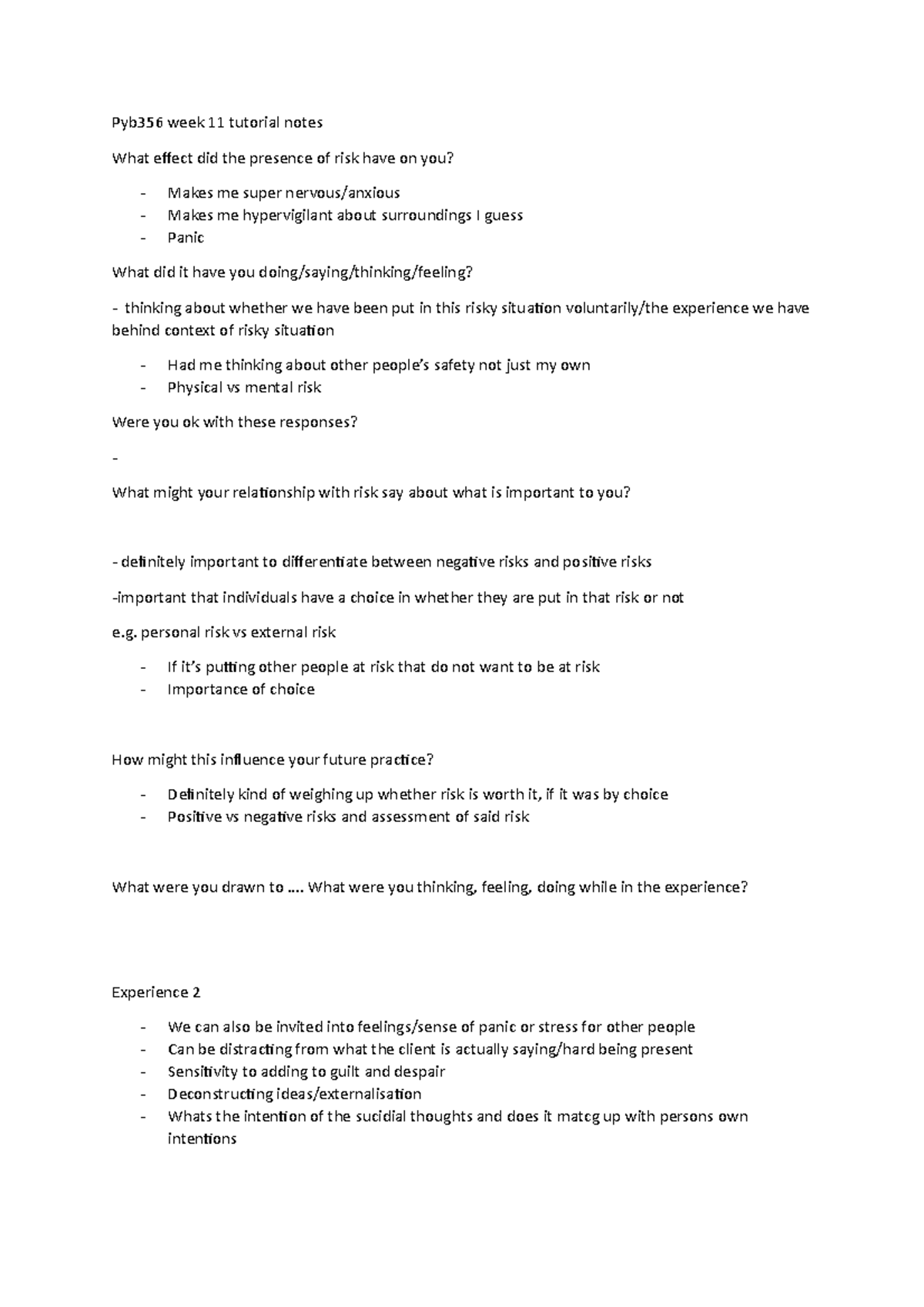 Pyb356 week 11 tutorial notes 2021 semester 1 - Pyb356 week 11 tutorial ...