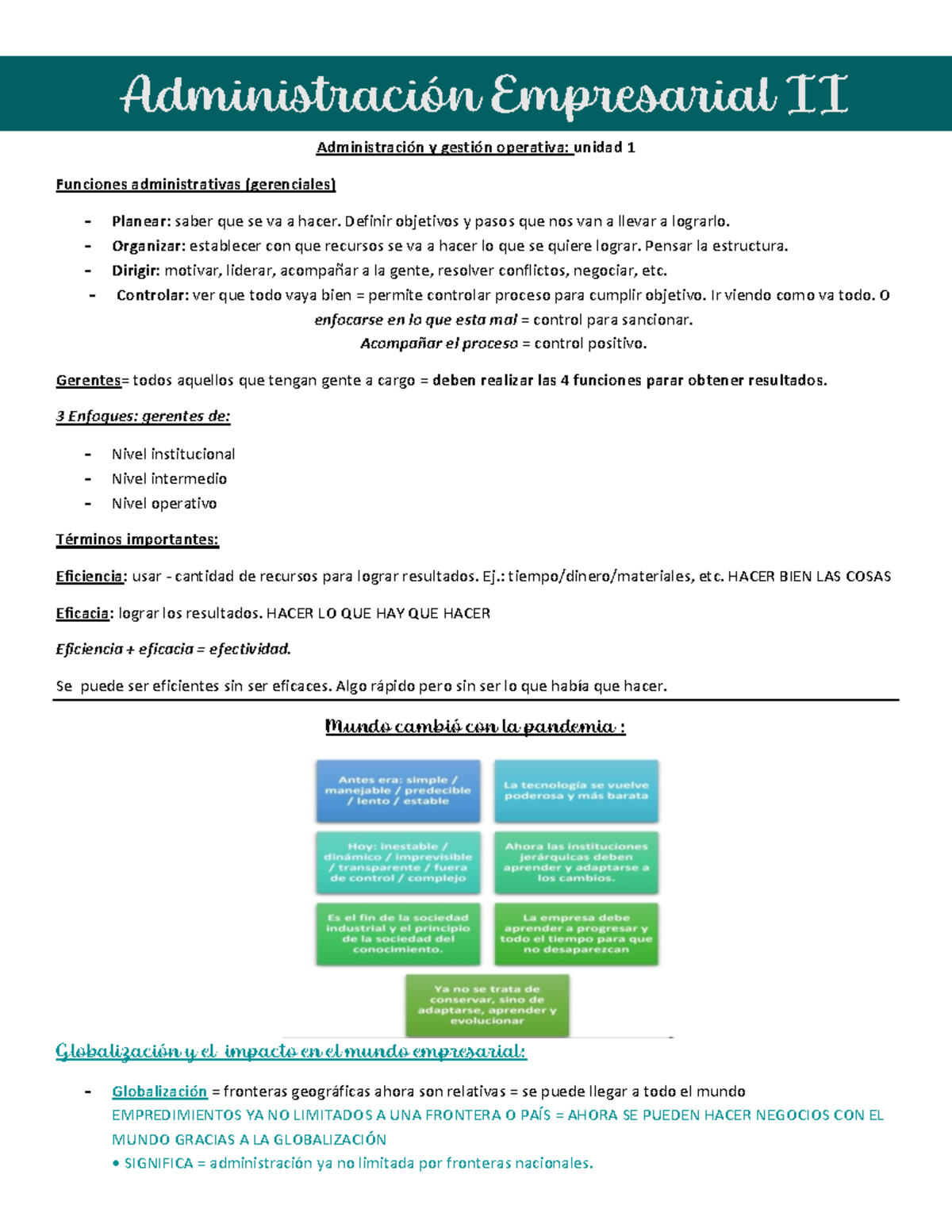 Resumen administración II P1 - Administración y gestión operativa ...