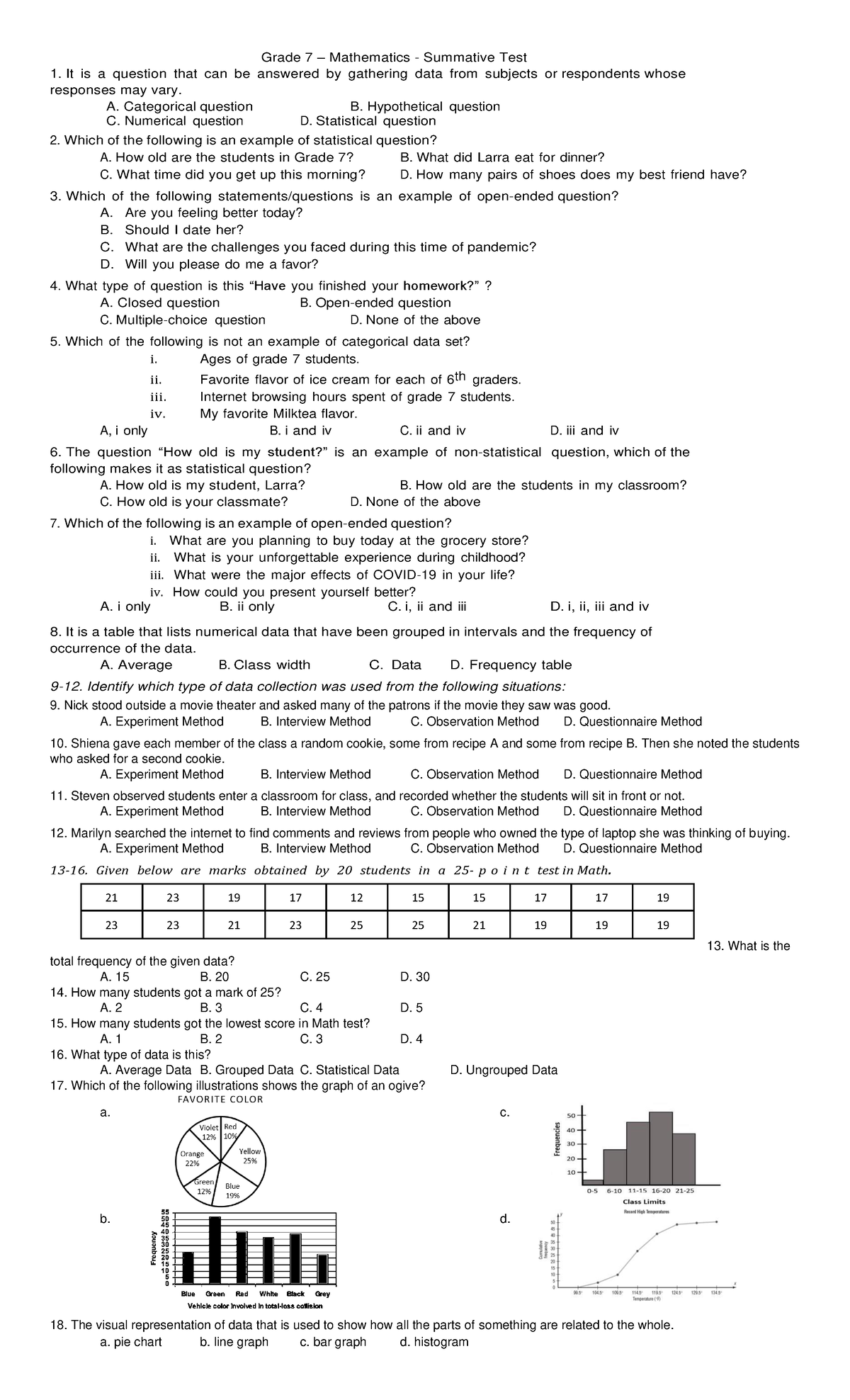 4Q MATH Summative TEST - vlefegkfhwefh - Grade 7 – Mathematics ...