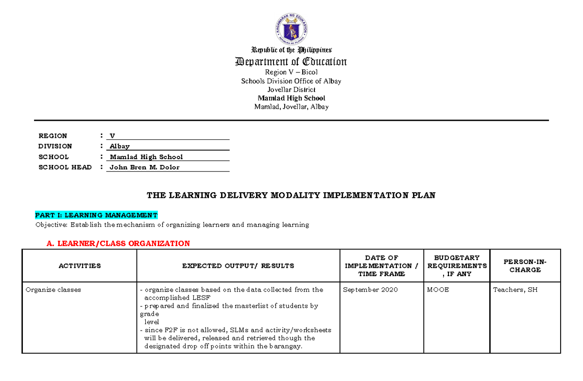 LEARNING DELIVERY MODALITIES FOR SCHOOL HEADS: AMID THE COVID 19 ...