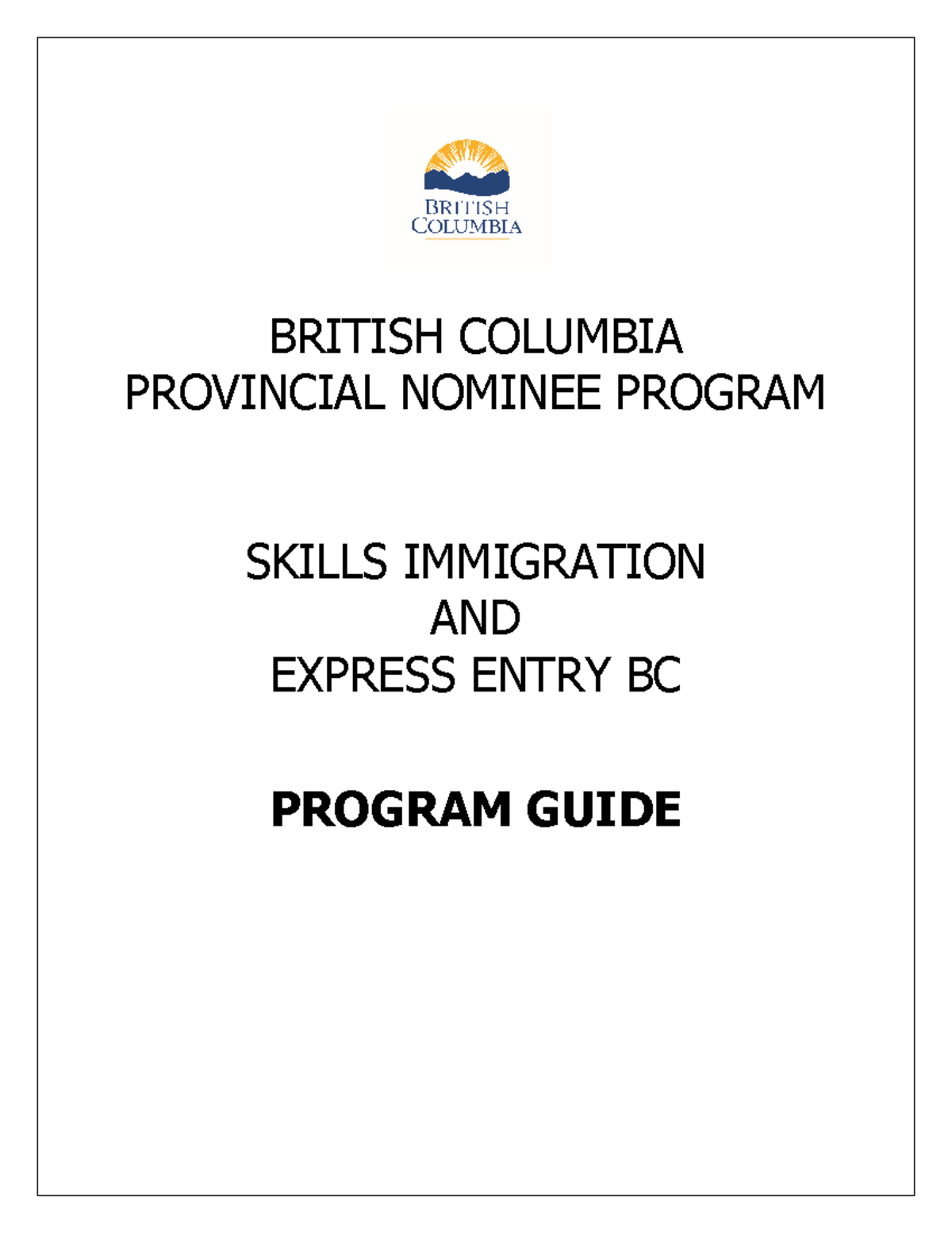 BC PNP Skills Immigration and Express Entry BC Program Guide - BRITISH ...
