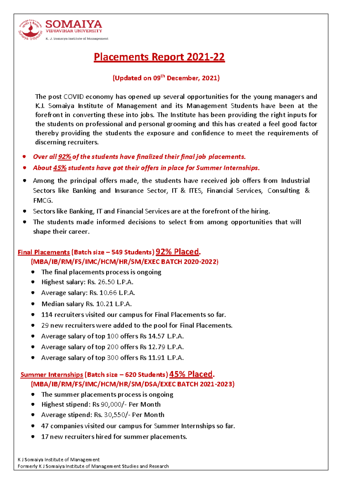 Placements Report Interim on 09 - Placements Report 2021- (Updated on ...