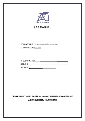 CS-212 BSCS Object-Oriented Programming - School of Electrical Engineering and Computer Science ...