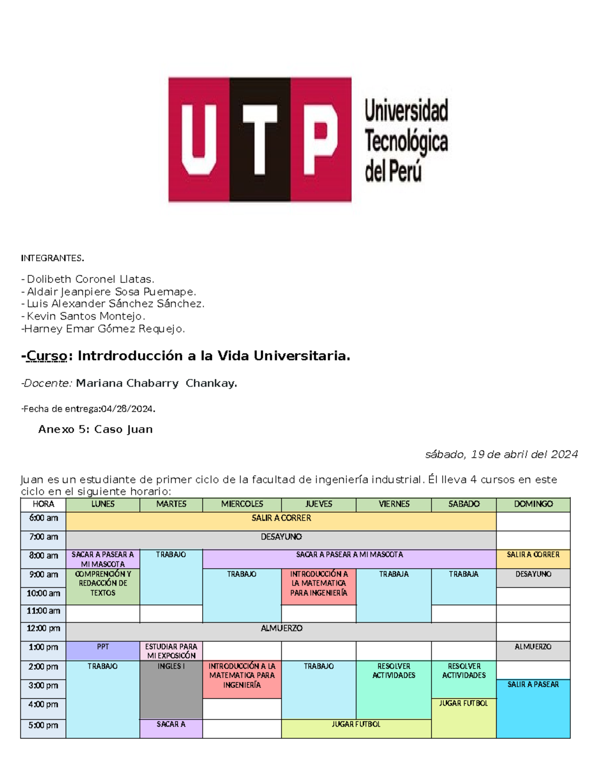 IVU Actividad 5 Nombre Apellido - INTEGRANTES. - Dolibeth Coronel ...
