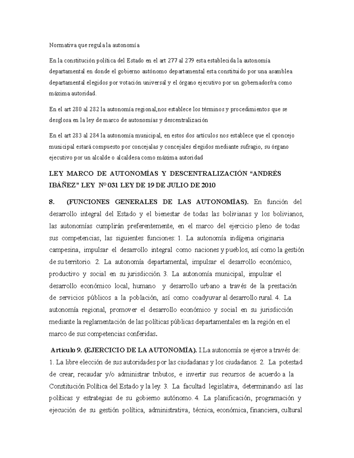 AutonomíA Departamental Y Regional - Normativa que regula la autonomía ...