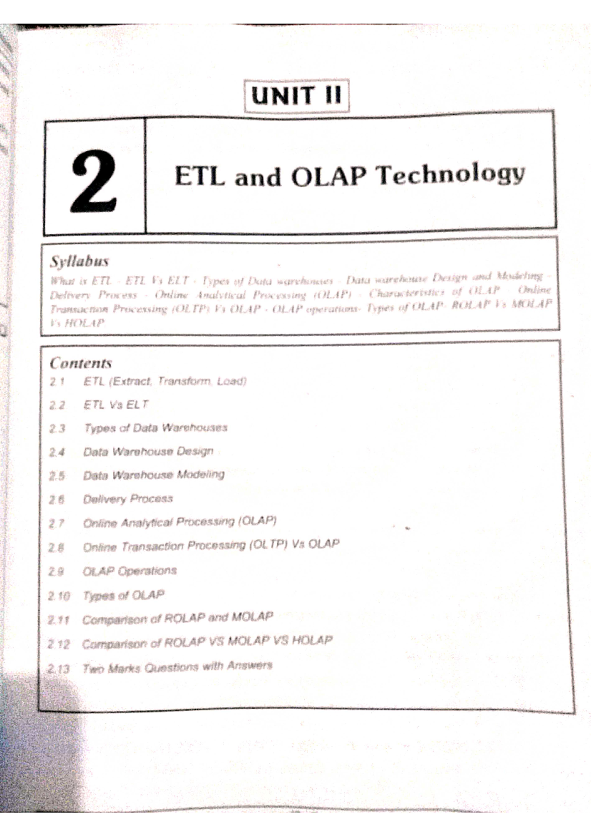 Unit ll - UNIT II 2 ETL and OLAP Technology Syllabus What is ETL ETL R ...