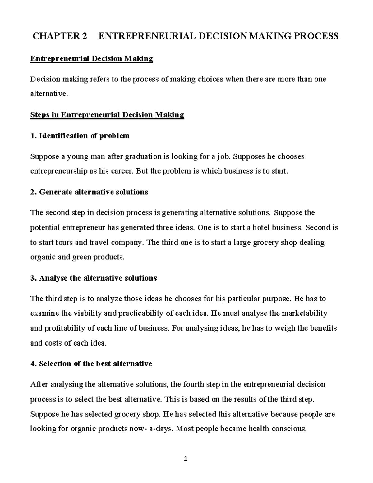 2 Entrepreneurial decision making process - CHAPTER 2 ENTREPRENEURIAL ...