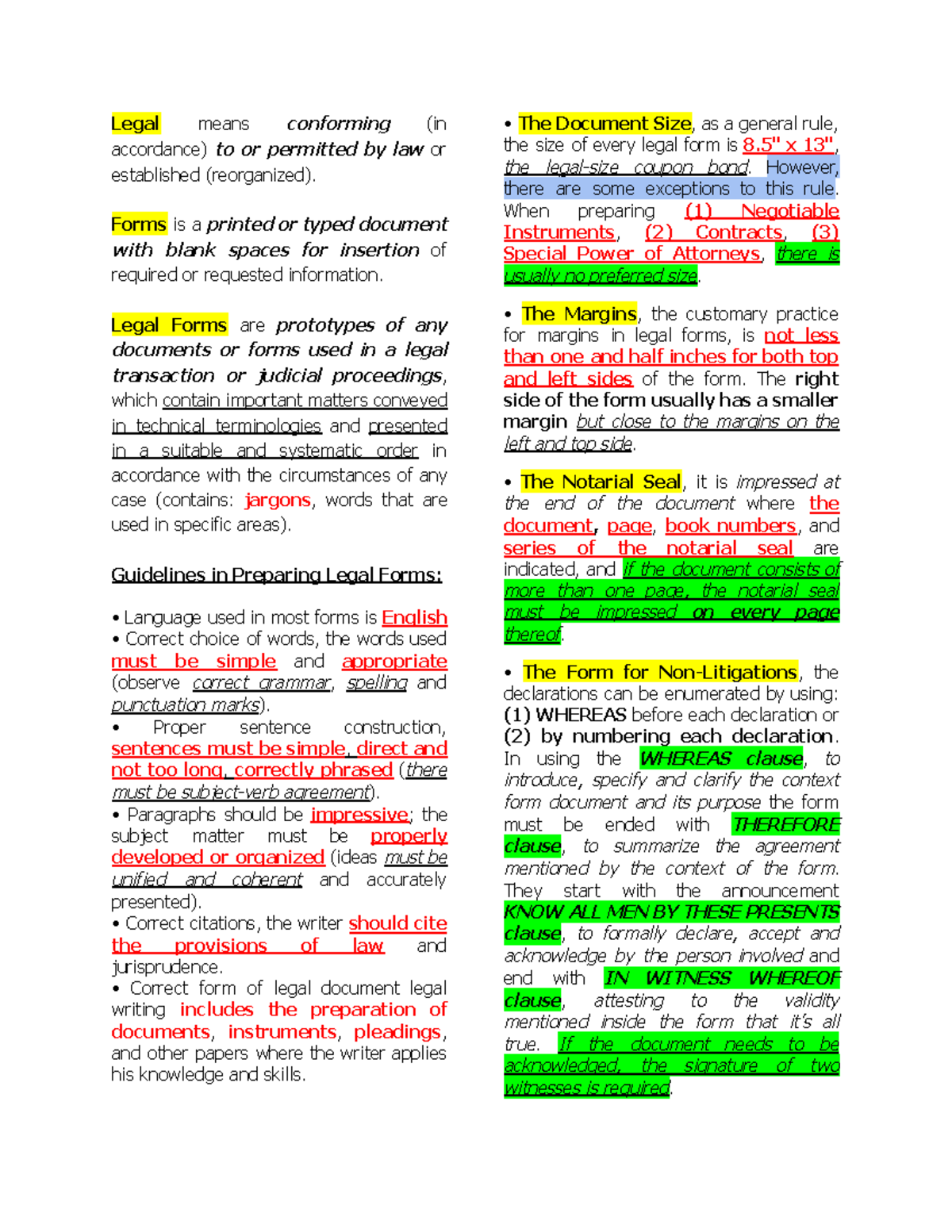 Technical Writing Legal Forms 2 Revised - Legal means conforming (in ...