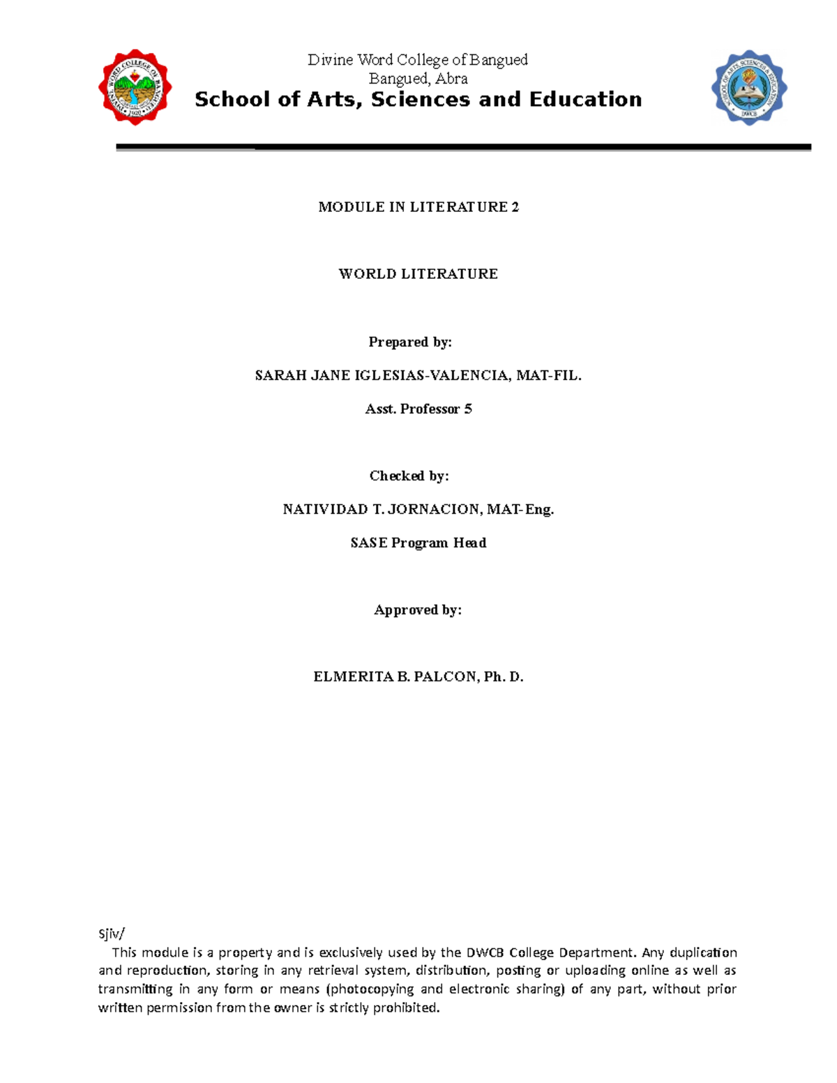 World Lit module 1 - Notes - Bangued, Abra School of Arts, Sciences and ...