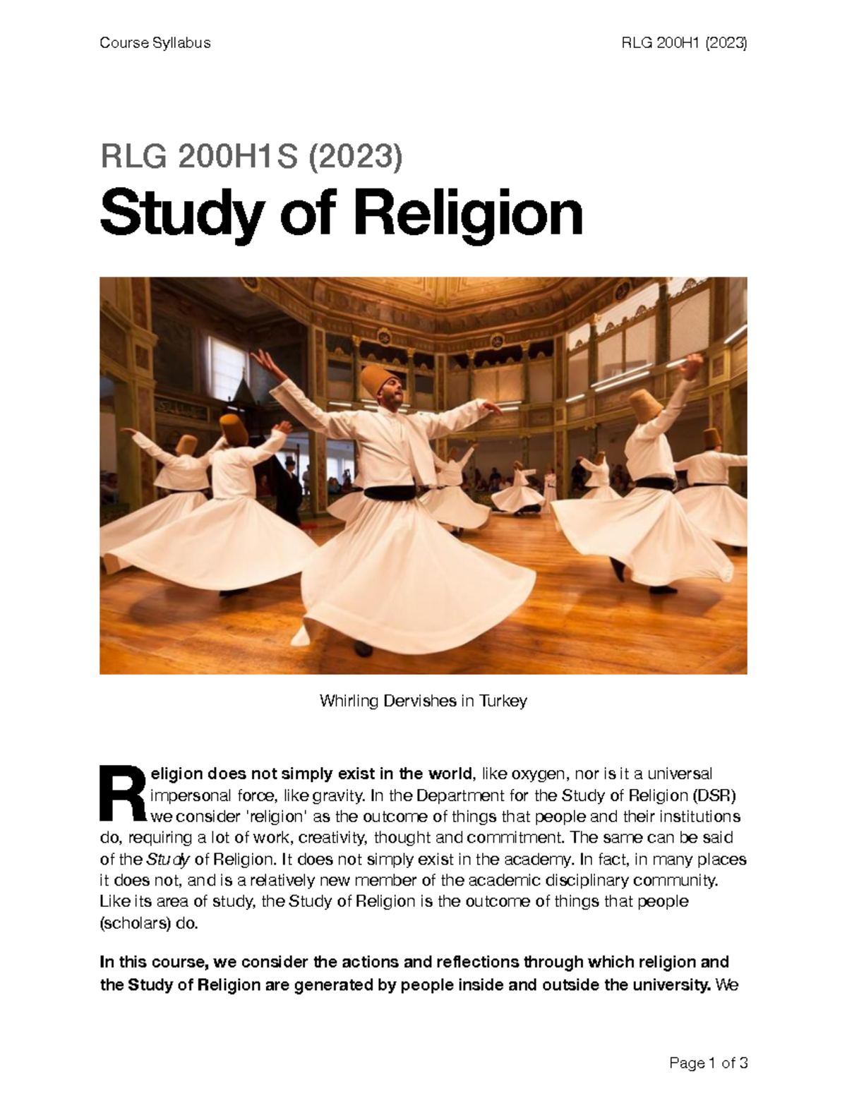 RLG 200 Syllabus (2023) - Course Syllabus RLG 200H1 (2023) RLG 200H1S ...