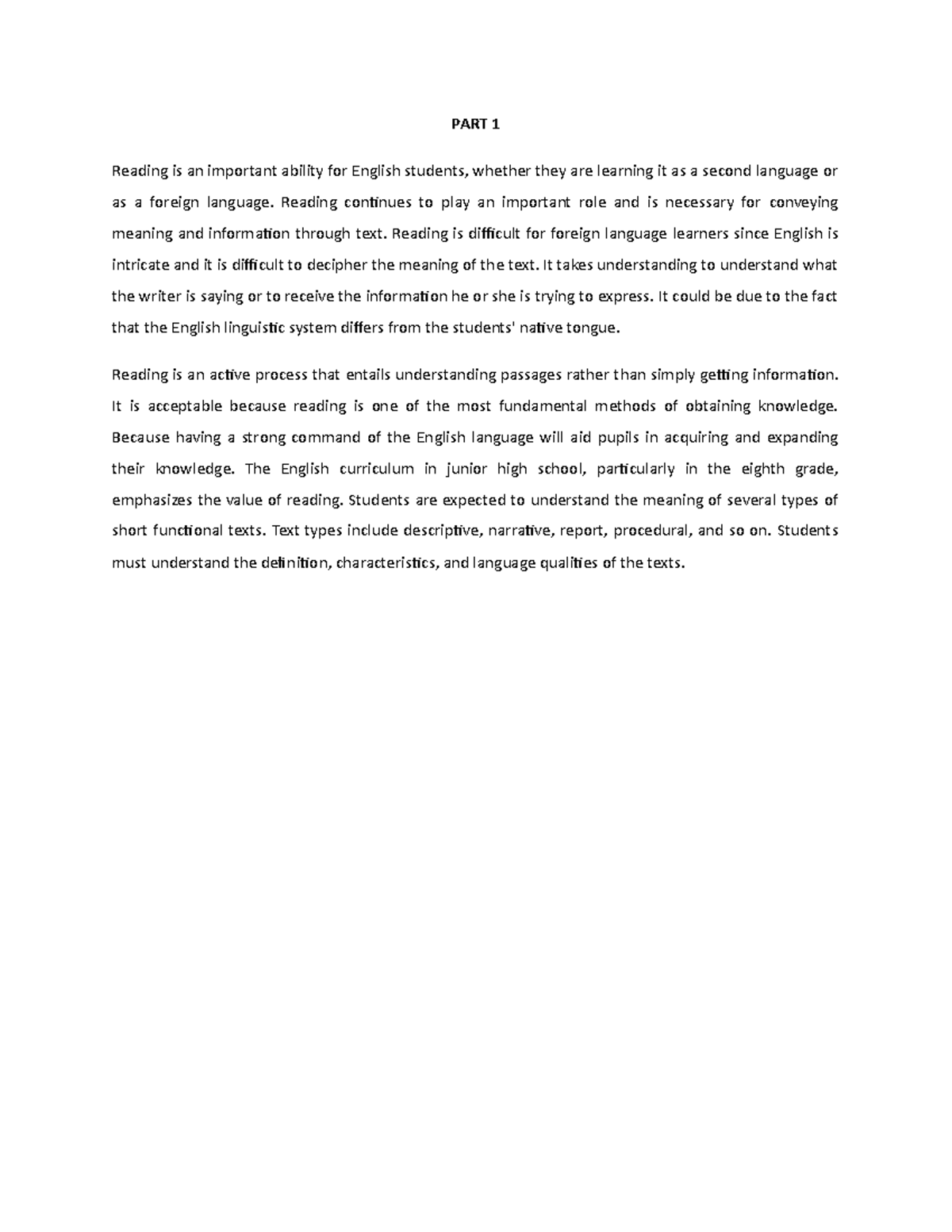 Abstract IN ACCOUNTING RESAERCH ACC BP 100 - PART 1 Reading is an ...