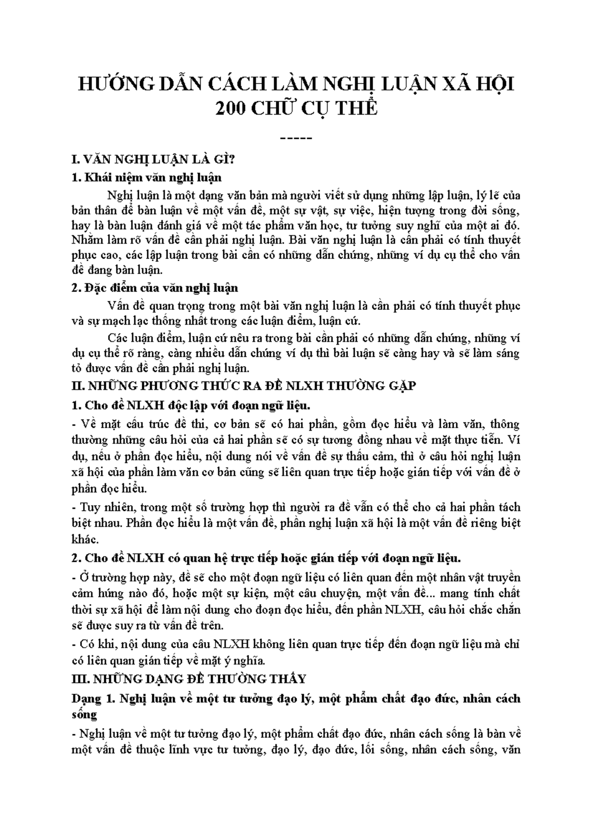 HƯỚNG DẪN CÁCH LÀM NGHỊ LUẬN XÃ HỘI 200 CHỮ CỤ THỂ L9 và L12 - HƯỚNG DẪN CÁCH LÀM NGHỊ LUẬN XÃ ...