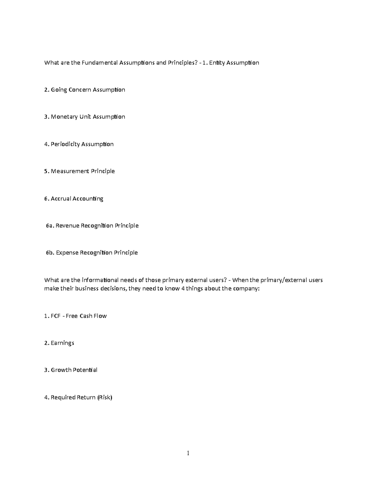 Note 4 - cpa prep - What are the Fundamental Assumptions and Principles ...