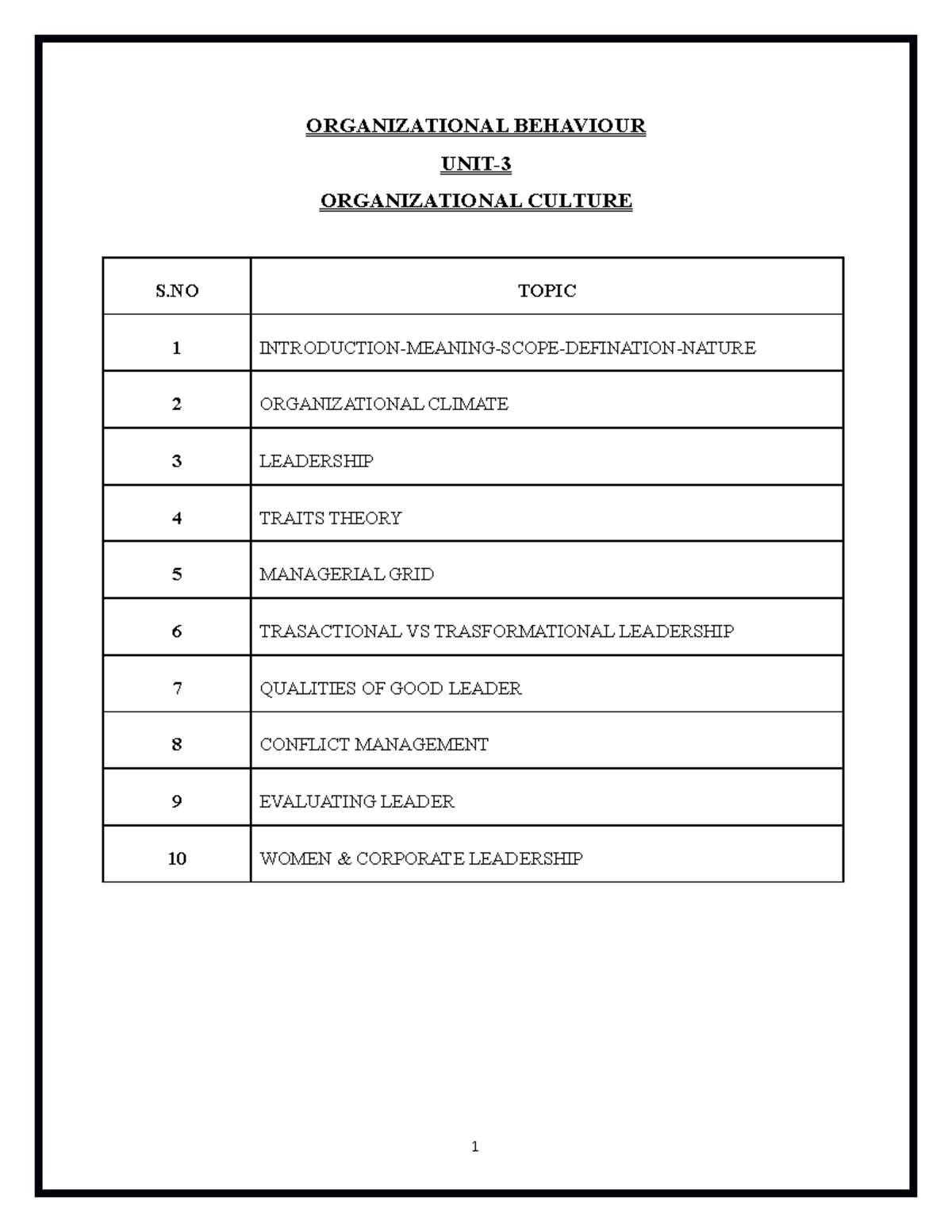 OB UNIT-3 - Notes - ORGANIZATIONAL BEHAVIOUR UNIT- ORGANIZATIONAL ...