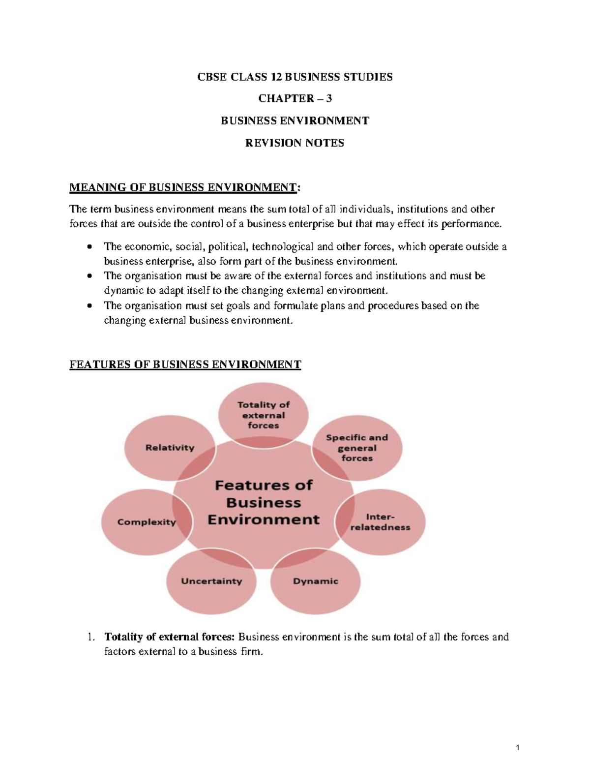 Class 12 Chapter 3 Business Studies Revision Notes CBSE CLASS 12
