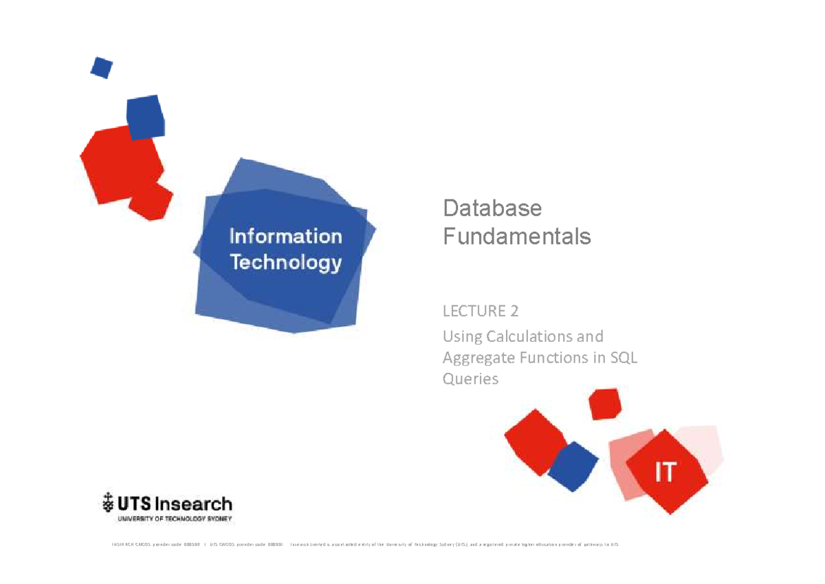 Week 2 - Lecture - Full Slides - INSEARCH CRICOS provider code: 00859D ...