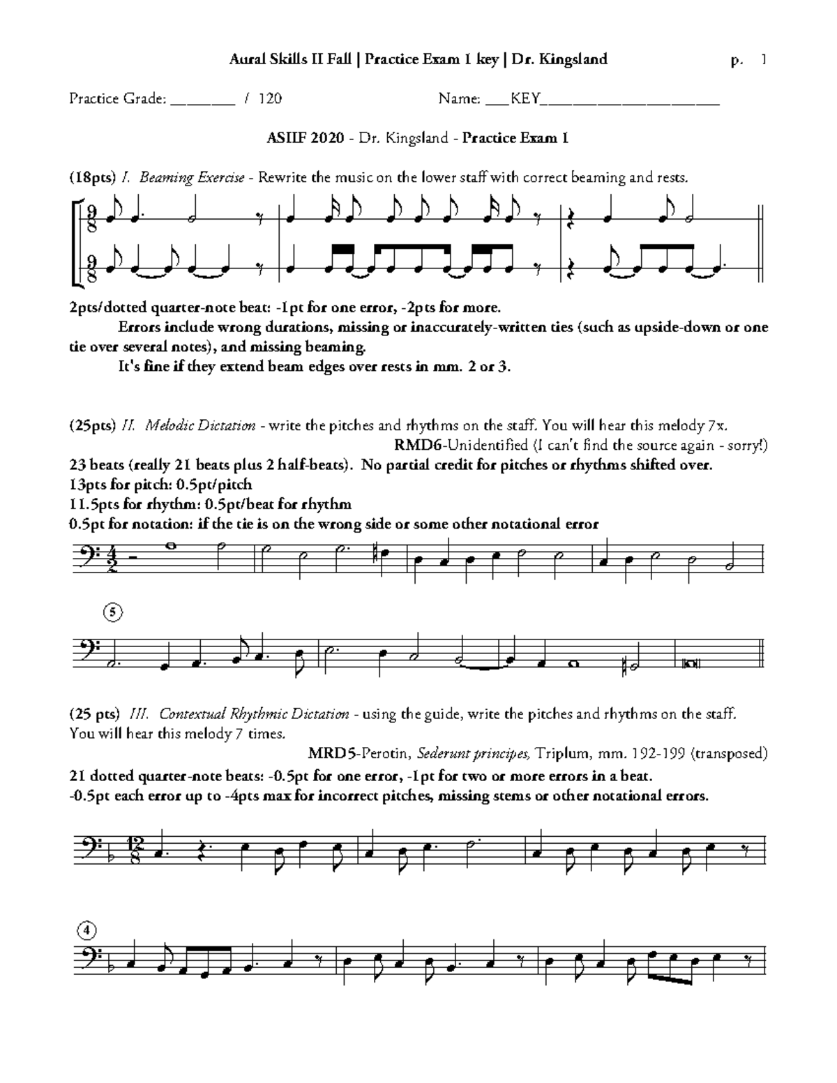 Asiif Practice Exam 1 key - Aural Skills II Fall | Practice Exam 1 key ...