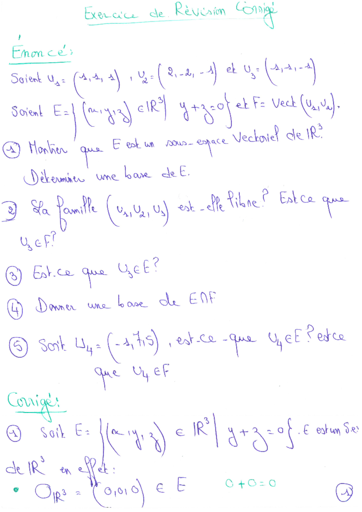 Espace vectorielle - algebre - Studocu