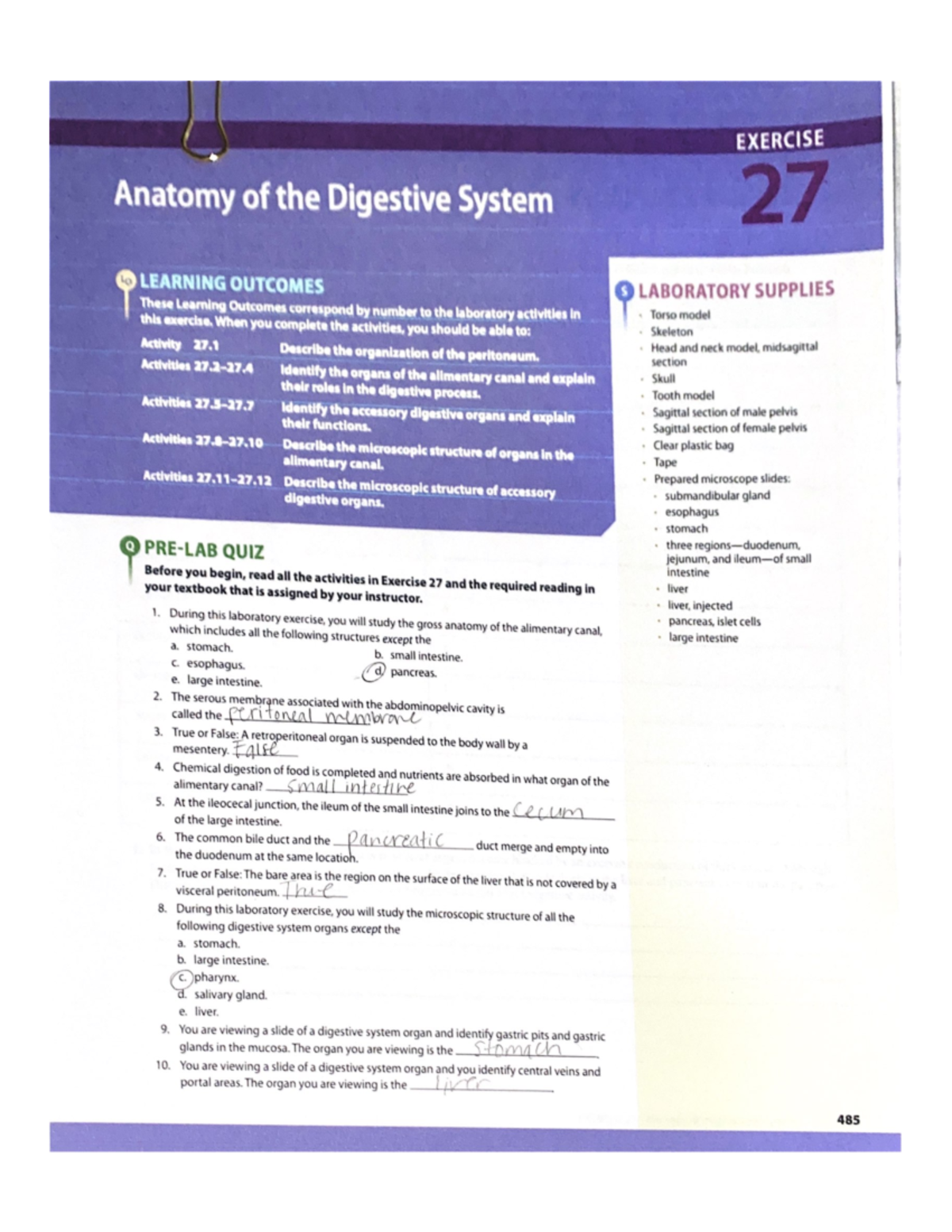 [Guidry Jordan] pre lab ch27 28 - BIOL 284 - Studocu