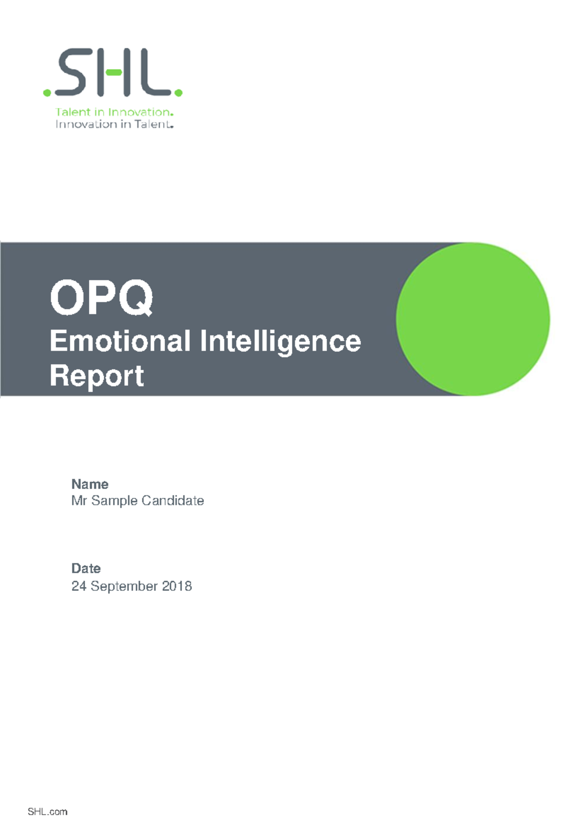 OPQ32 Emotional Intelligence EN - SHL Mr Sample Candidate OPQ Emotional ...