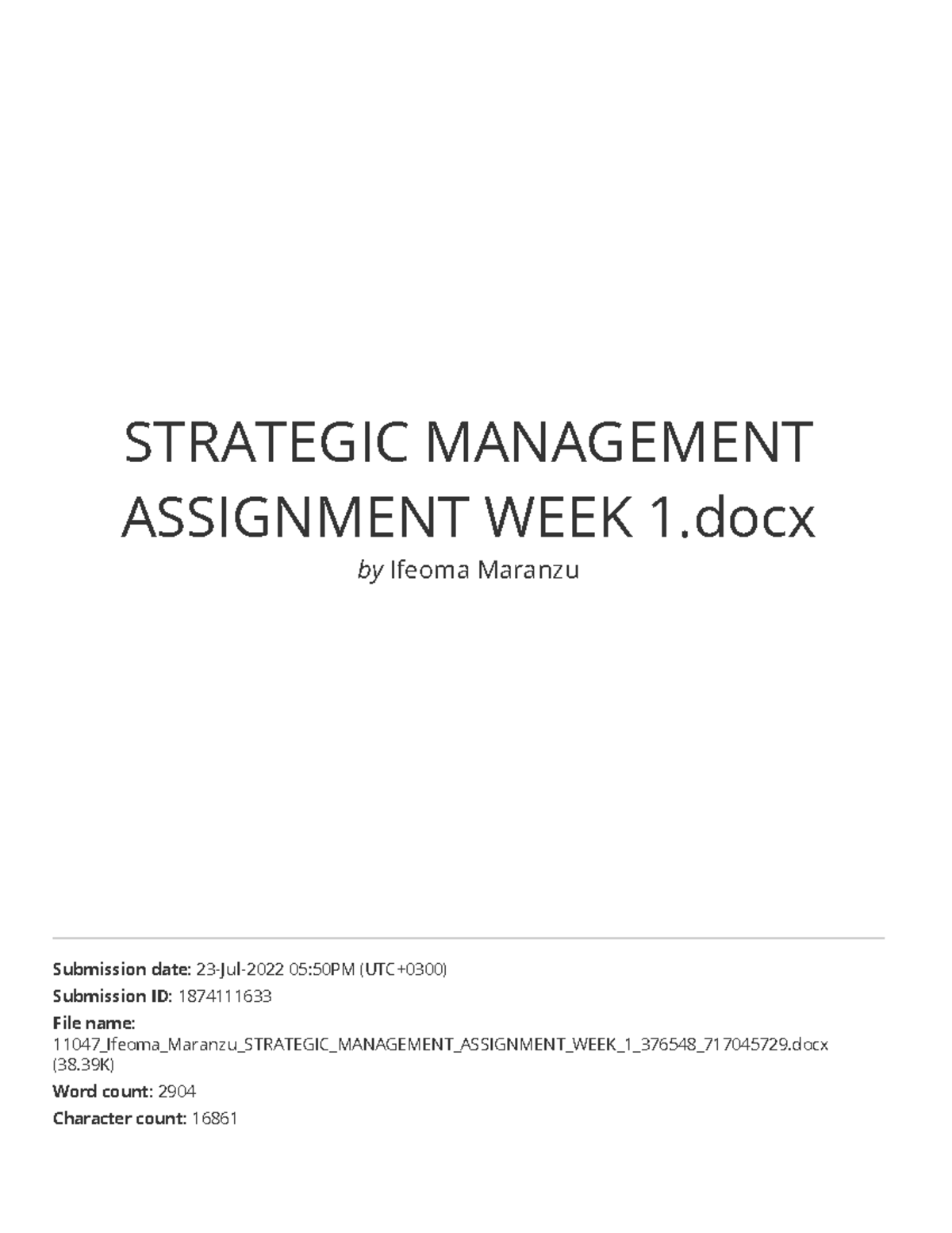 Strategic Management Assignment WEEK 1 - STRATEGIC MANAGEMENT ...