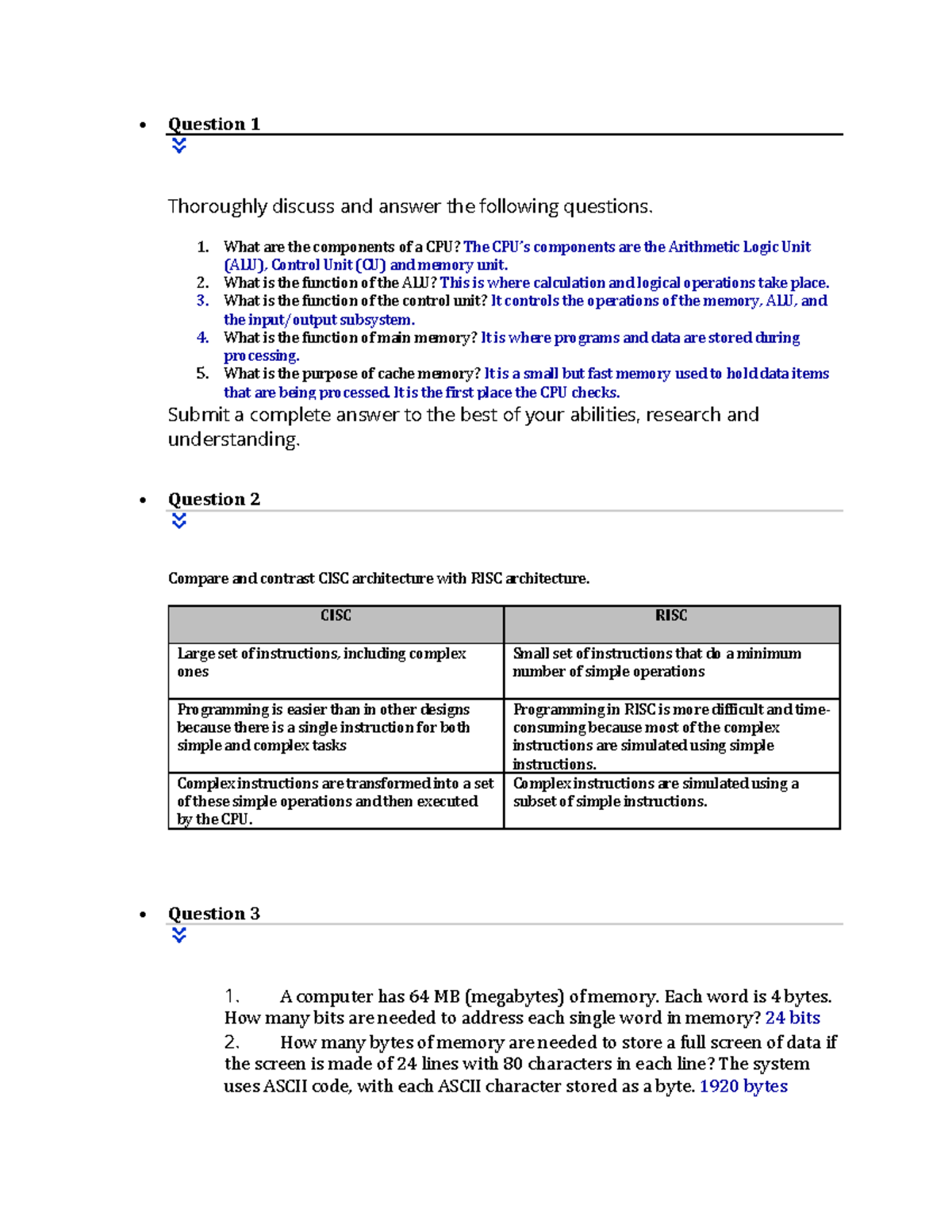 Assignment 3 Lesson 3 Self and Peer Assessment - Question 1 Thoroughly ...