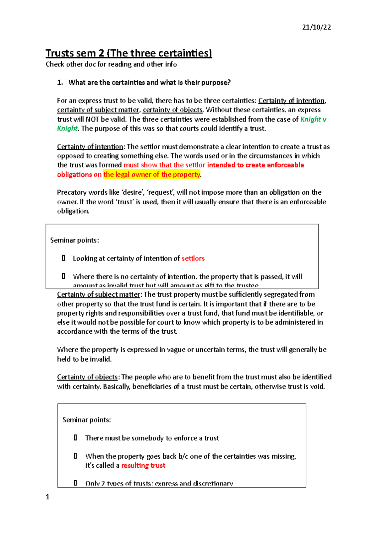 Sem 2 (The three certainties) - Trusts sem 2 (The three certainties) Check other doc for reading ...
