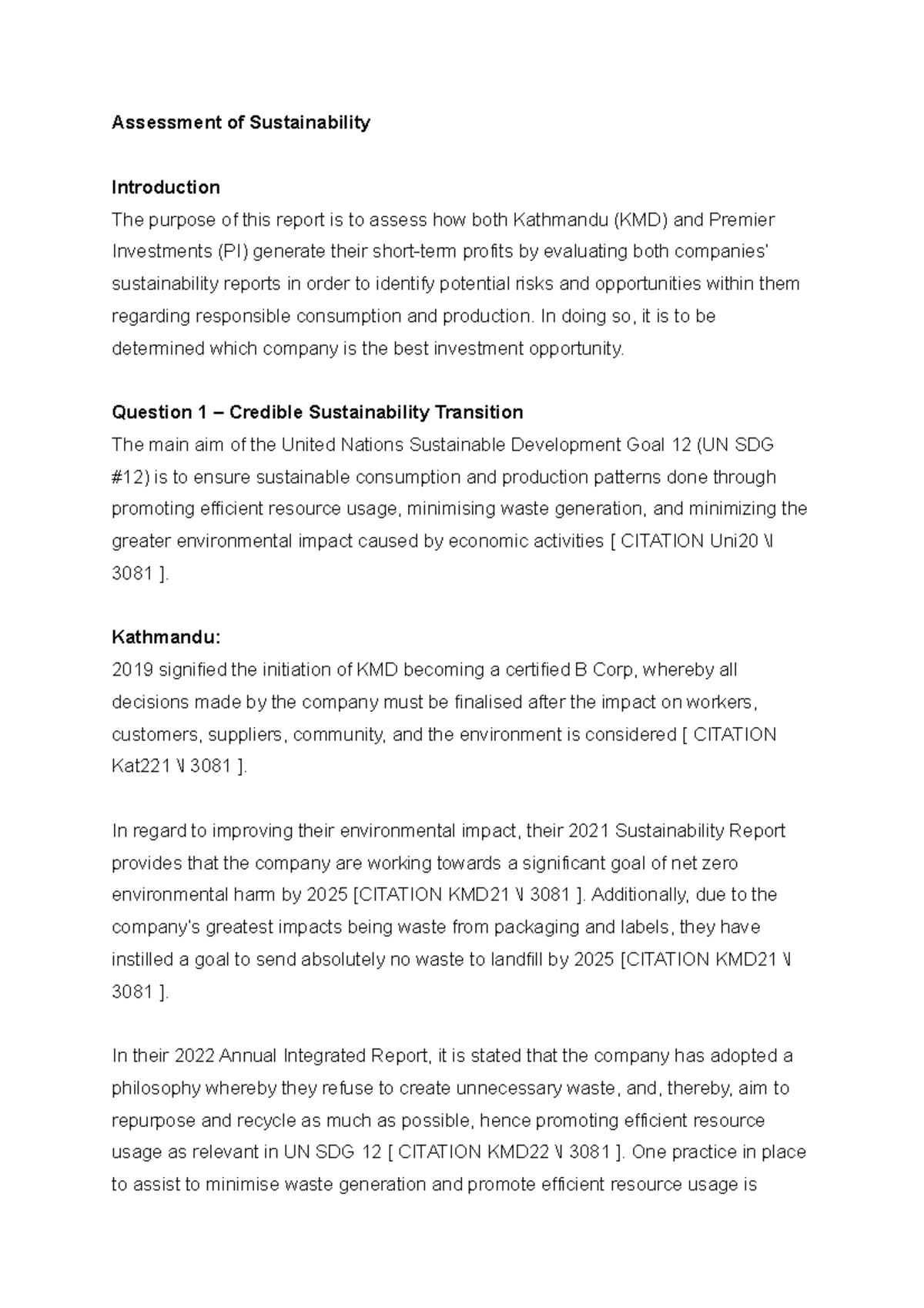 Assessment of Sustainability - Assessment of Sustainability ...