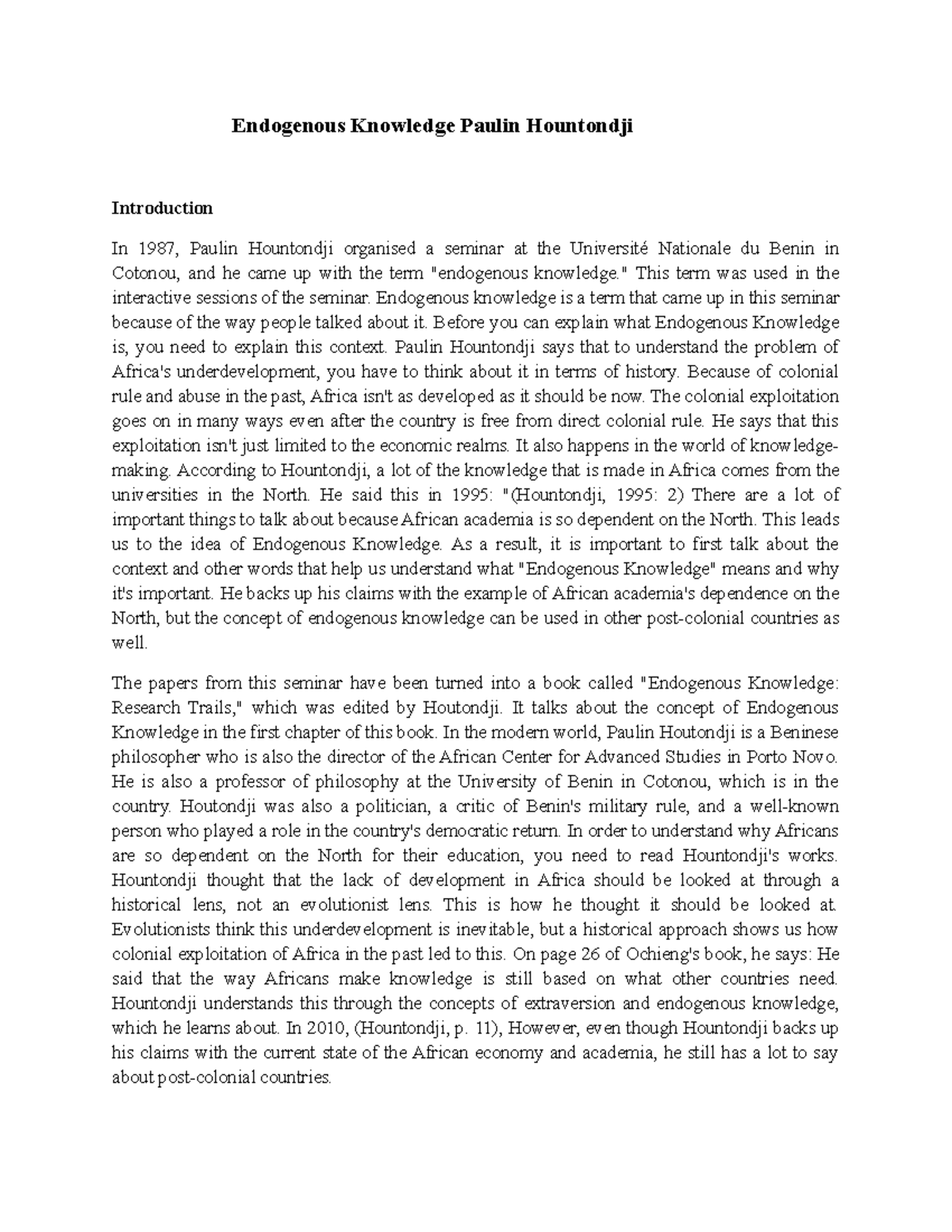 Endogenous Knowledge Paulin Hountondji - Endogenous Knowledge Paulin ...
