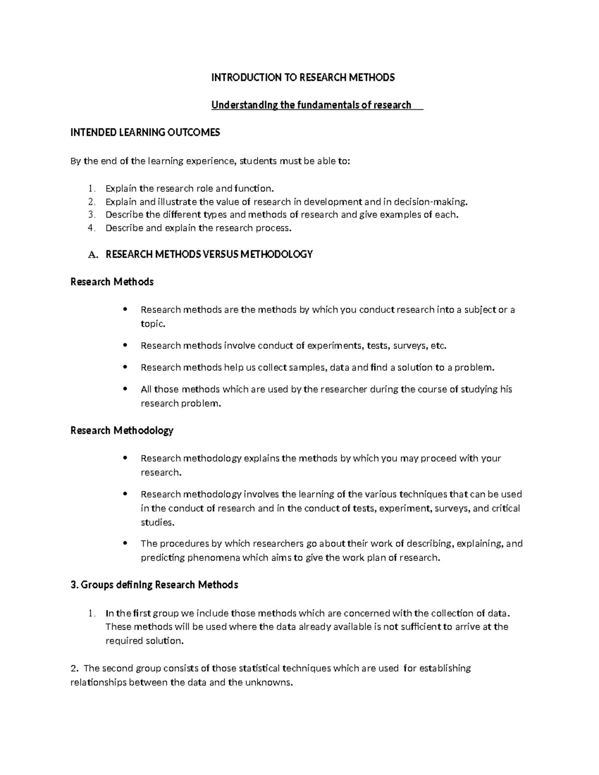 ARM chapter 1 Workbook - INTRODUCTION TO RESEARCH METHODS Understanding ...