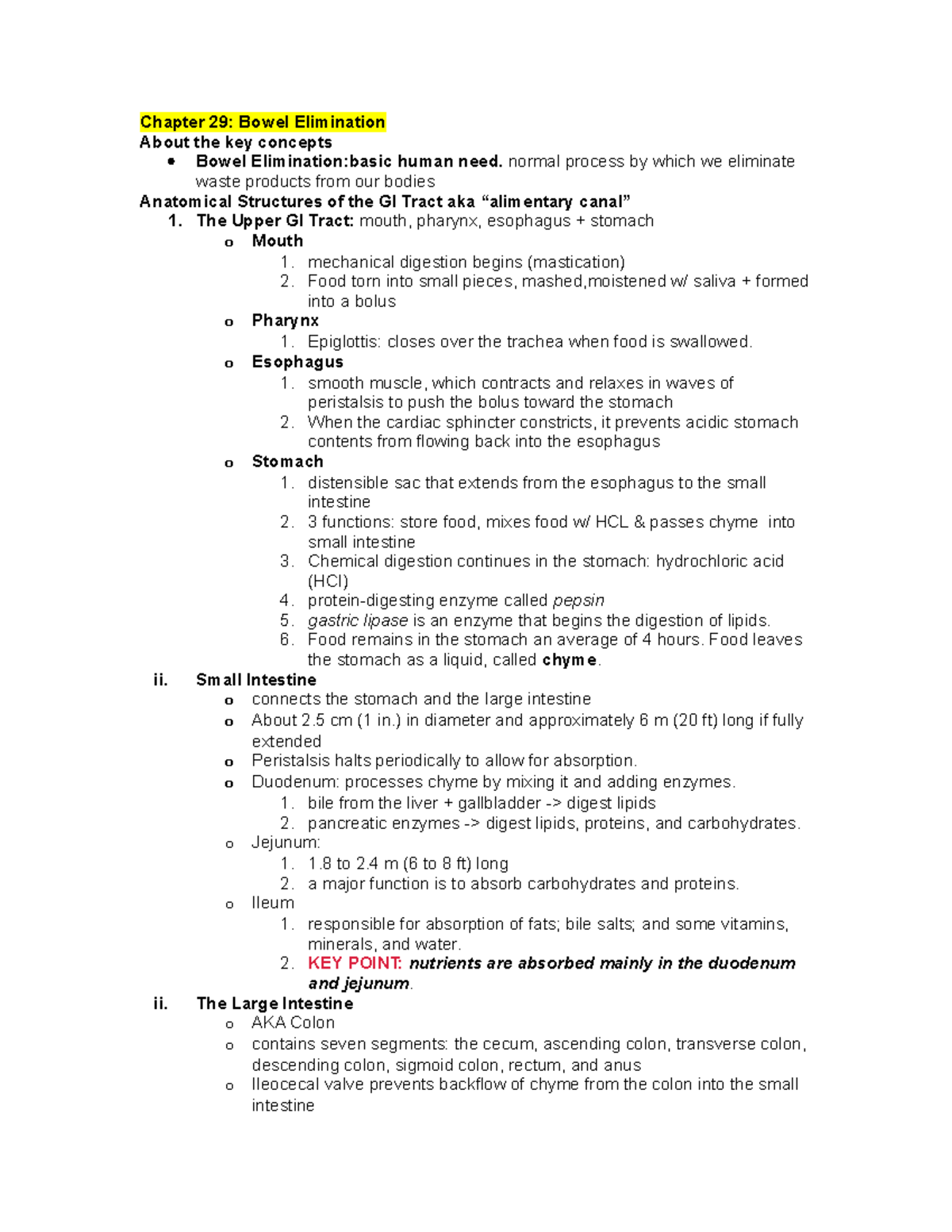 Chapter 29 notes - Basic Nursing - Chapter 29: Bowel Elimination About ...